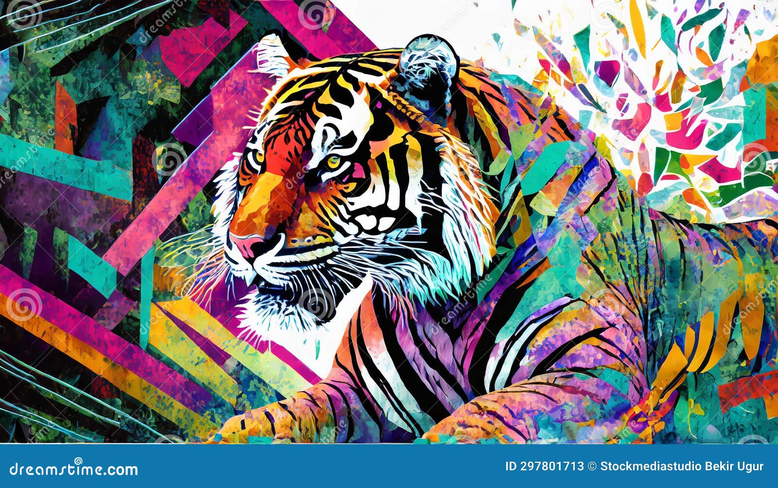 Colorful Tiger stock illustration. Illustration of design - 297801713