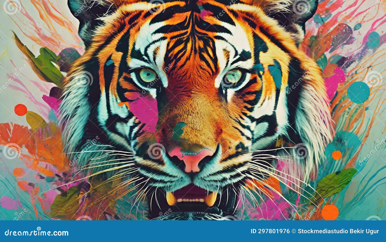 Colorful Tiger stock illustration. Illustration of lion - 297801976