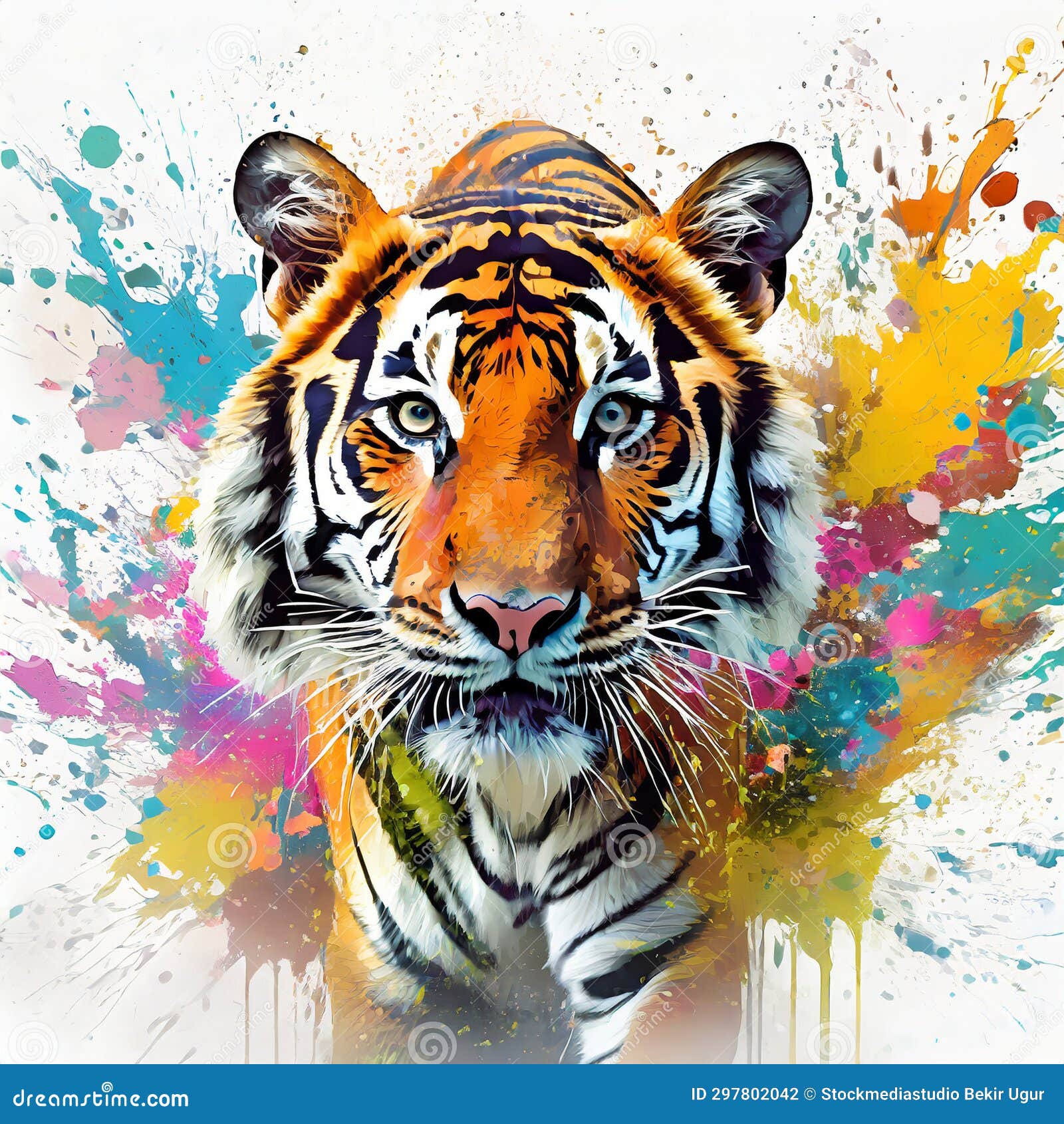 Colorful Tiger stock illustration. Illustration of vibrant - 297802042