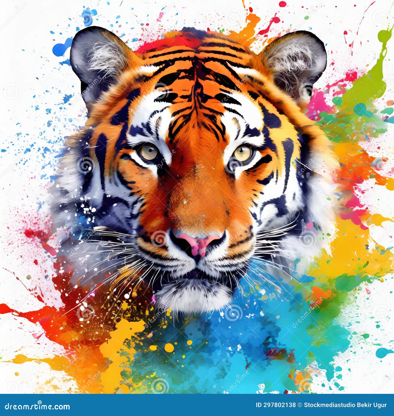 Colorful Tiger stock illustration. Illustration of animal - 297802138