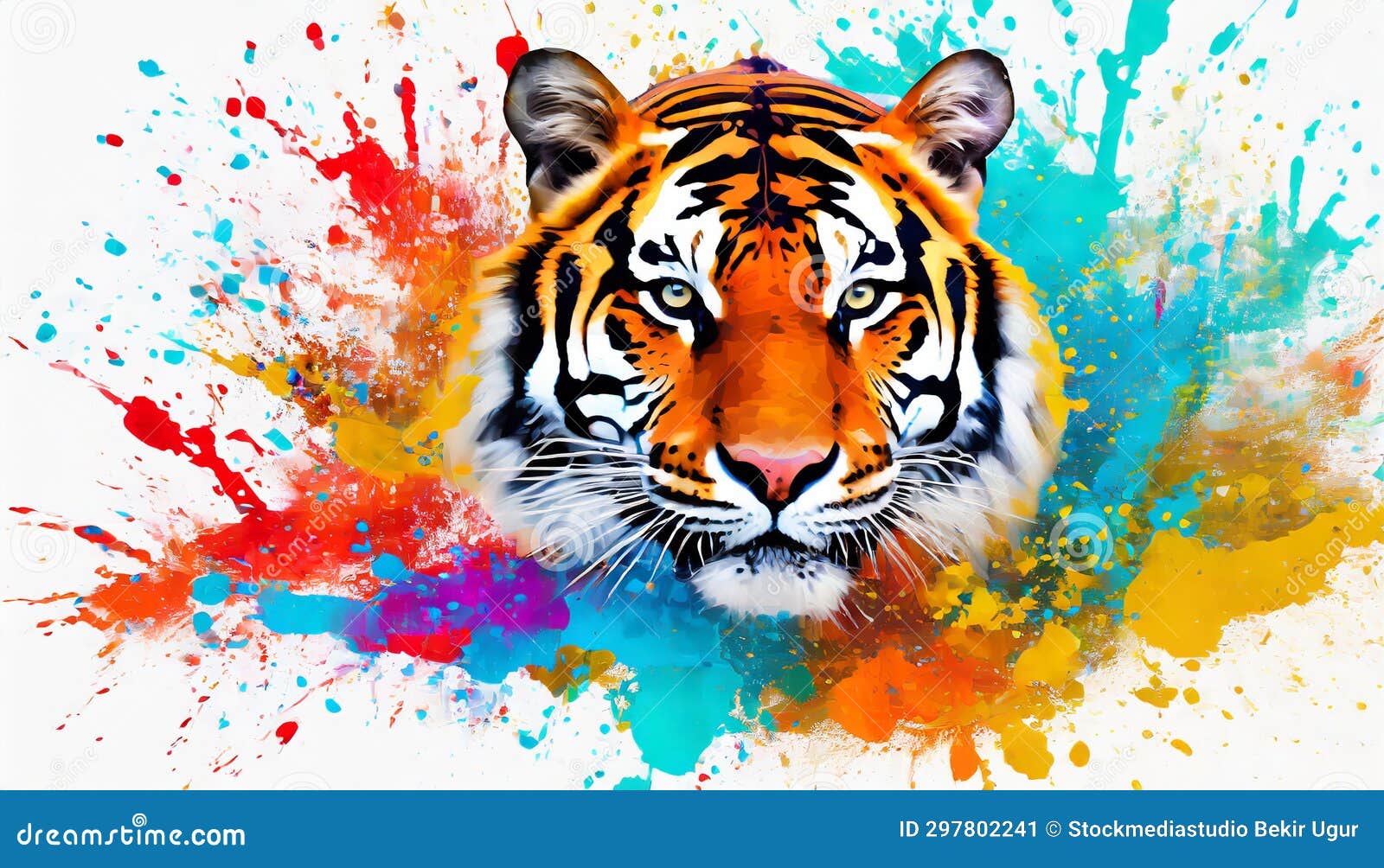 Colorful Tiger stock illustration. Illustration of carnivore - 297802241