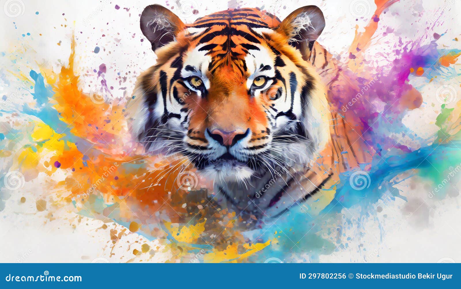Colorful Tiger stock illustration. Illustration of color - 297802256