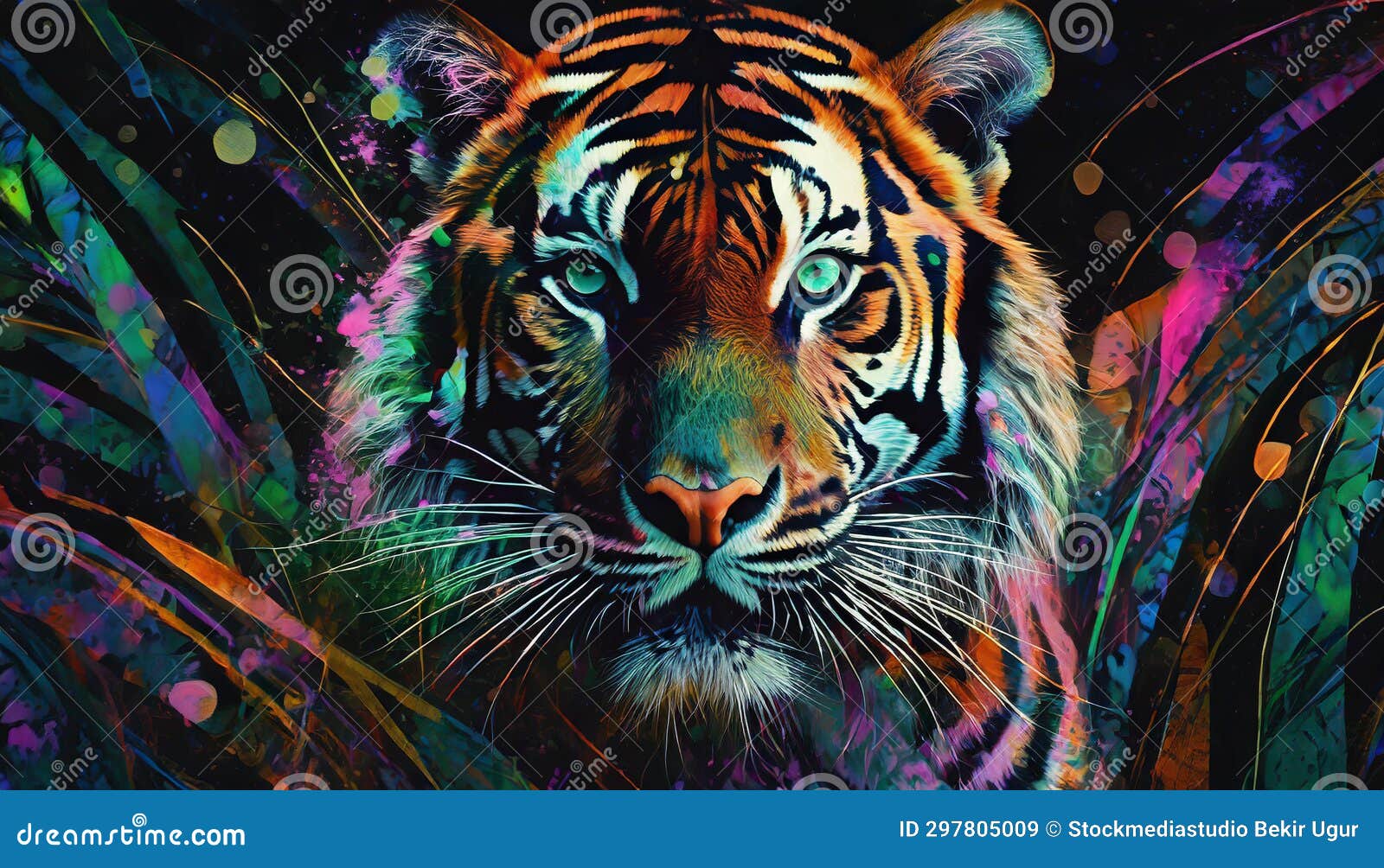 Colorful Tiger stock illustration. Illustration of colorful - 297805009