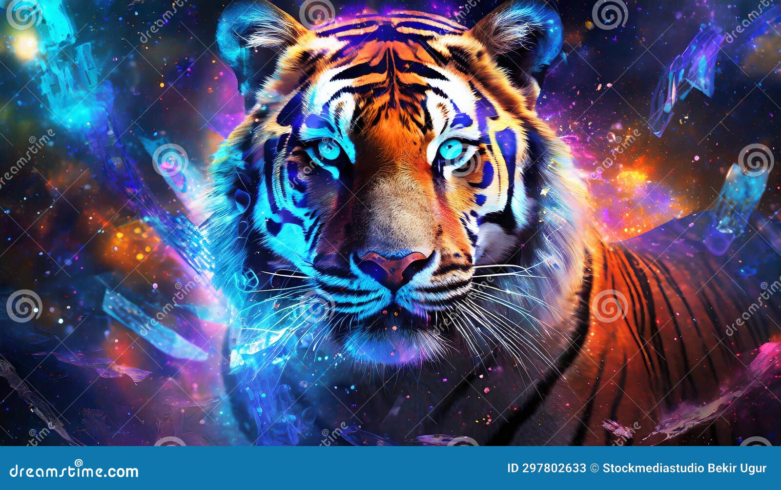 Colorful Tiger stock illustration. Illustration of line - 297802633