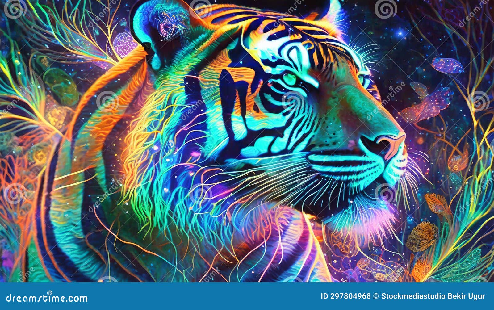 Colorful Tiger stock photo. Image of animal, pattern - 297804968