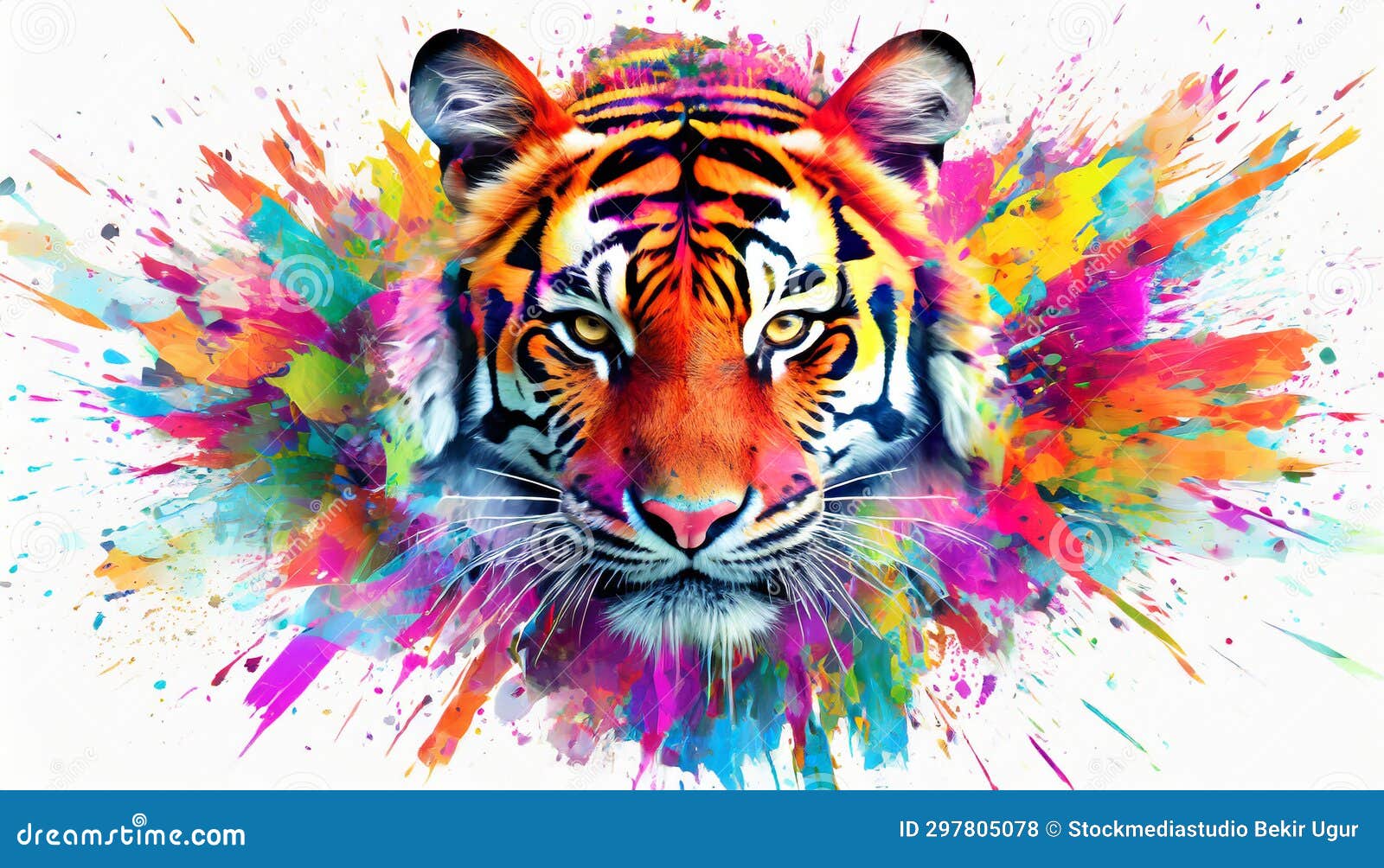 Colorful Tiger stock illustration. Illustration of animal - 297805078
