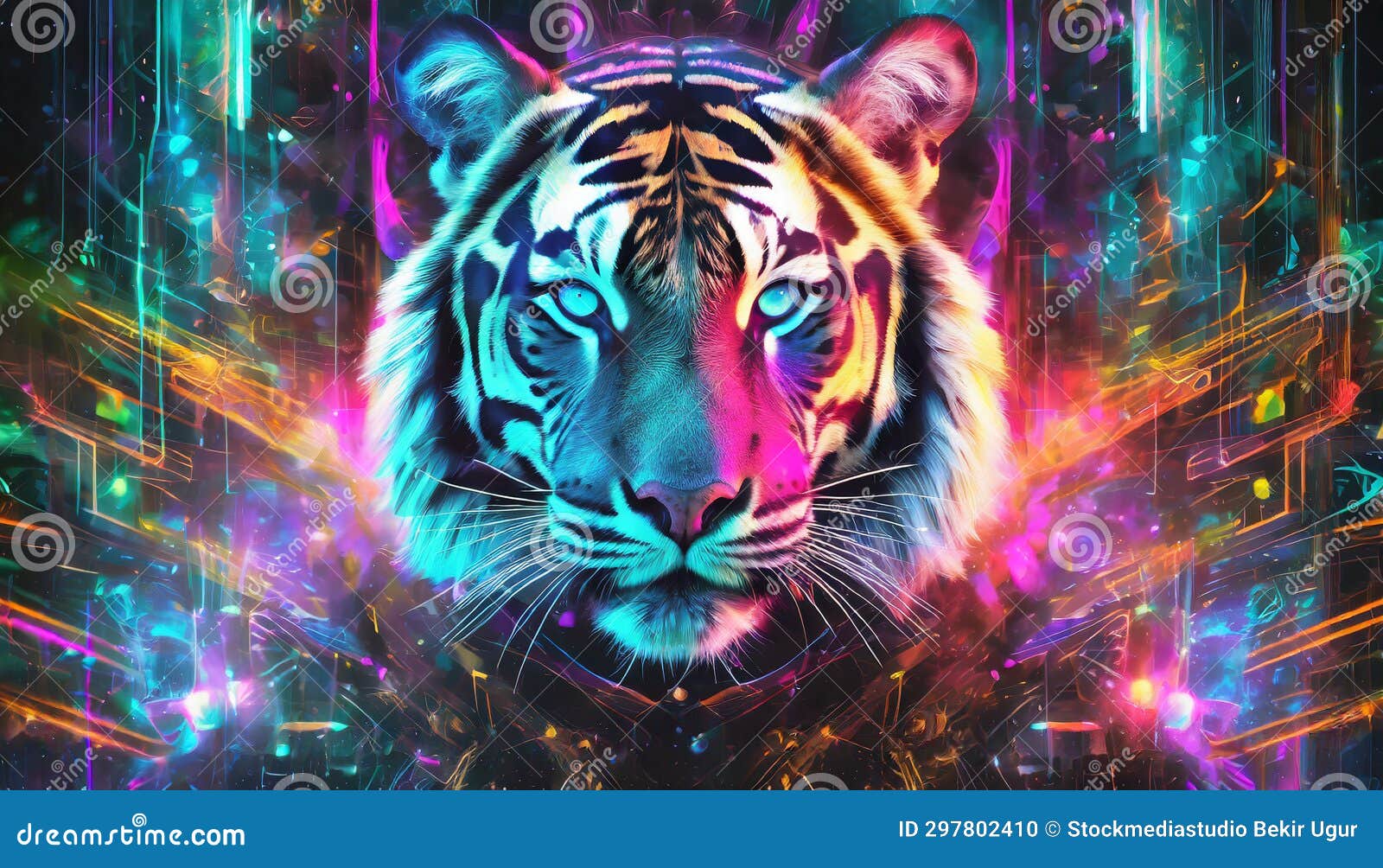 Colorful Tiger stock illustration. Illustration of circle - 297802410
