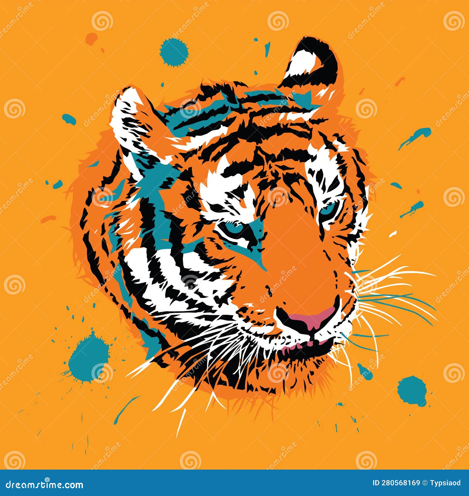 Colorful Tiger Head Graphic Stock Vector - Illustration of pictogram ...