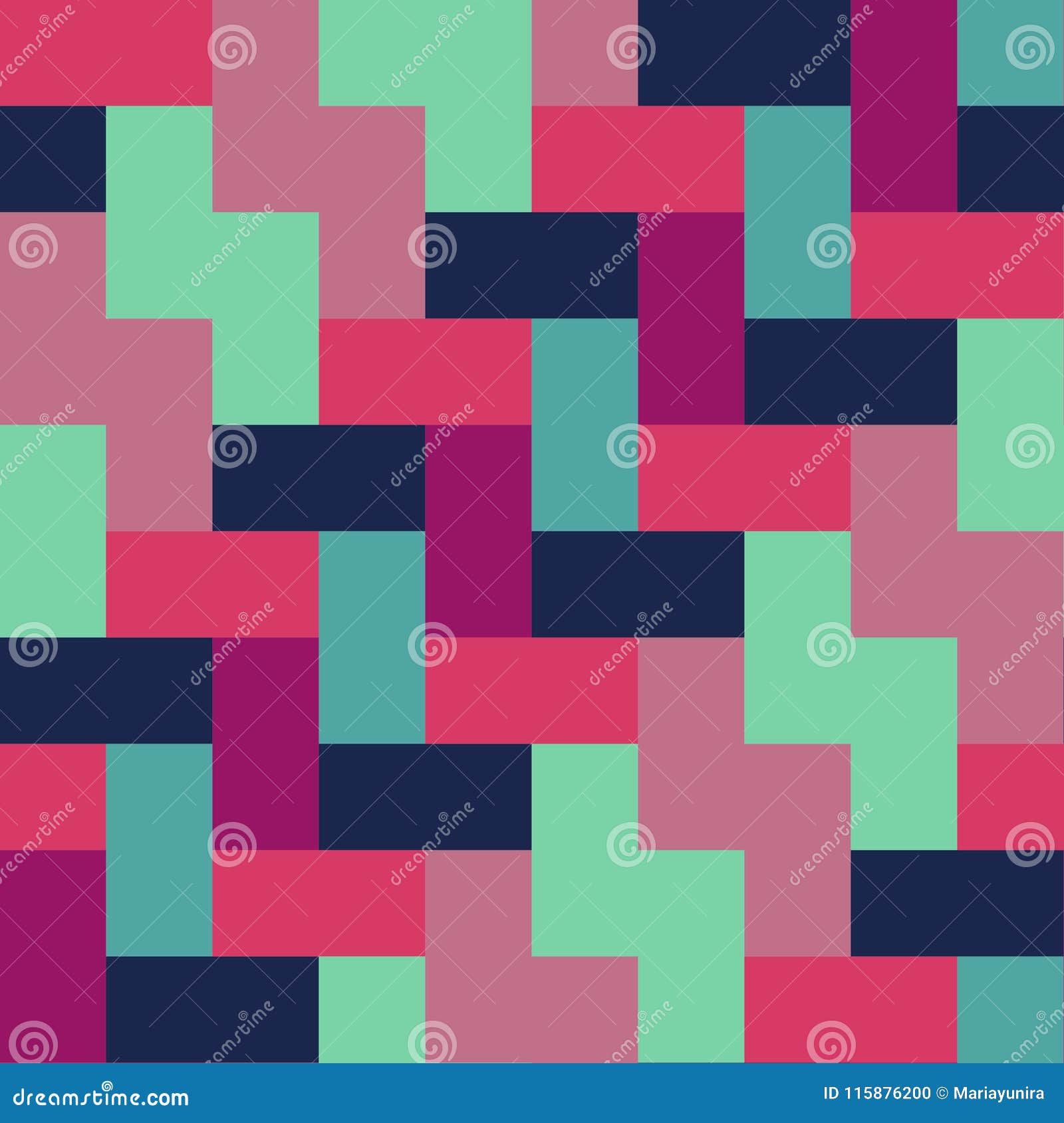 Colorful Tile Block Pattern Seamless Repeated Vector Background ...