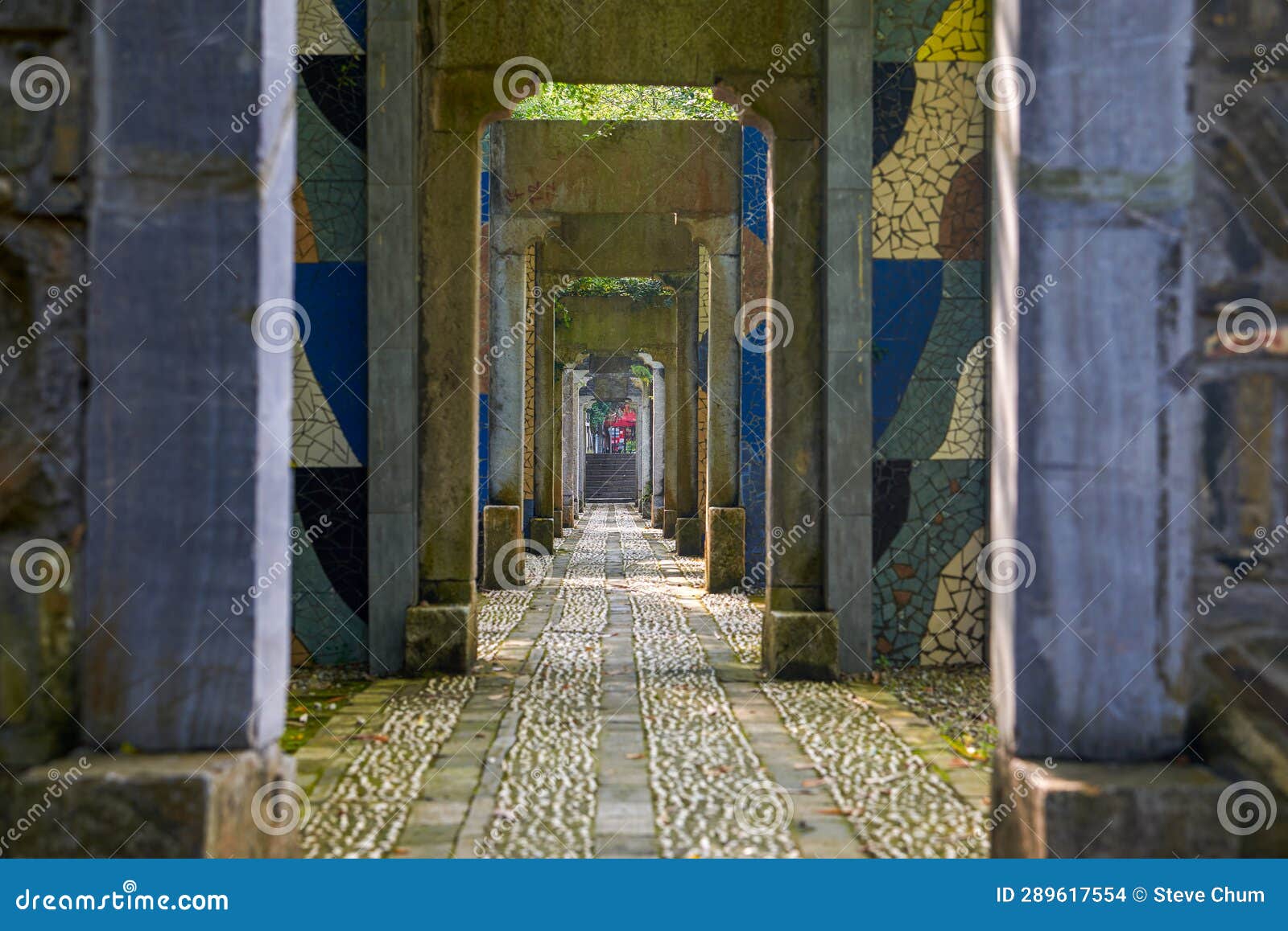Colorful Tile Gates and Walking Paths in the Park Stock Photo - Image ...