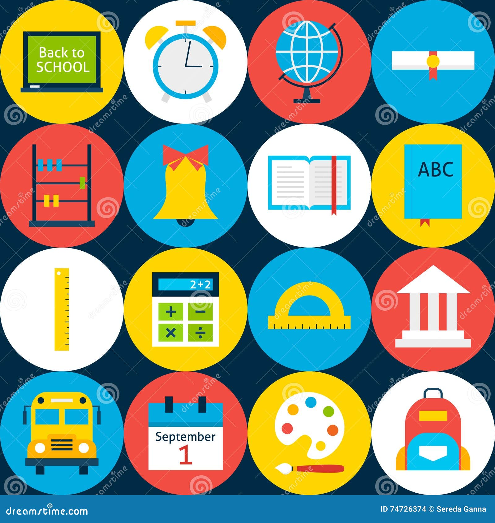 Colorful Tile School Background Circles Stock Vector - Illustration of ...