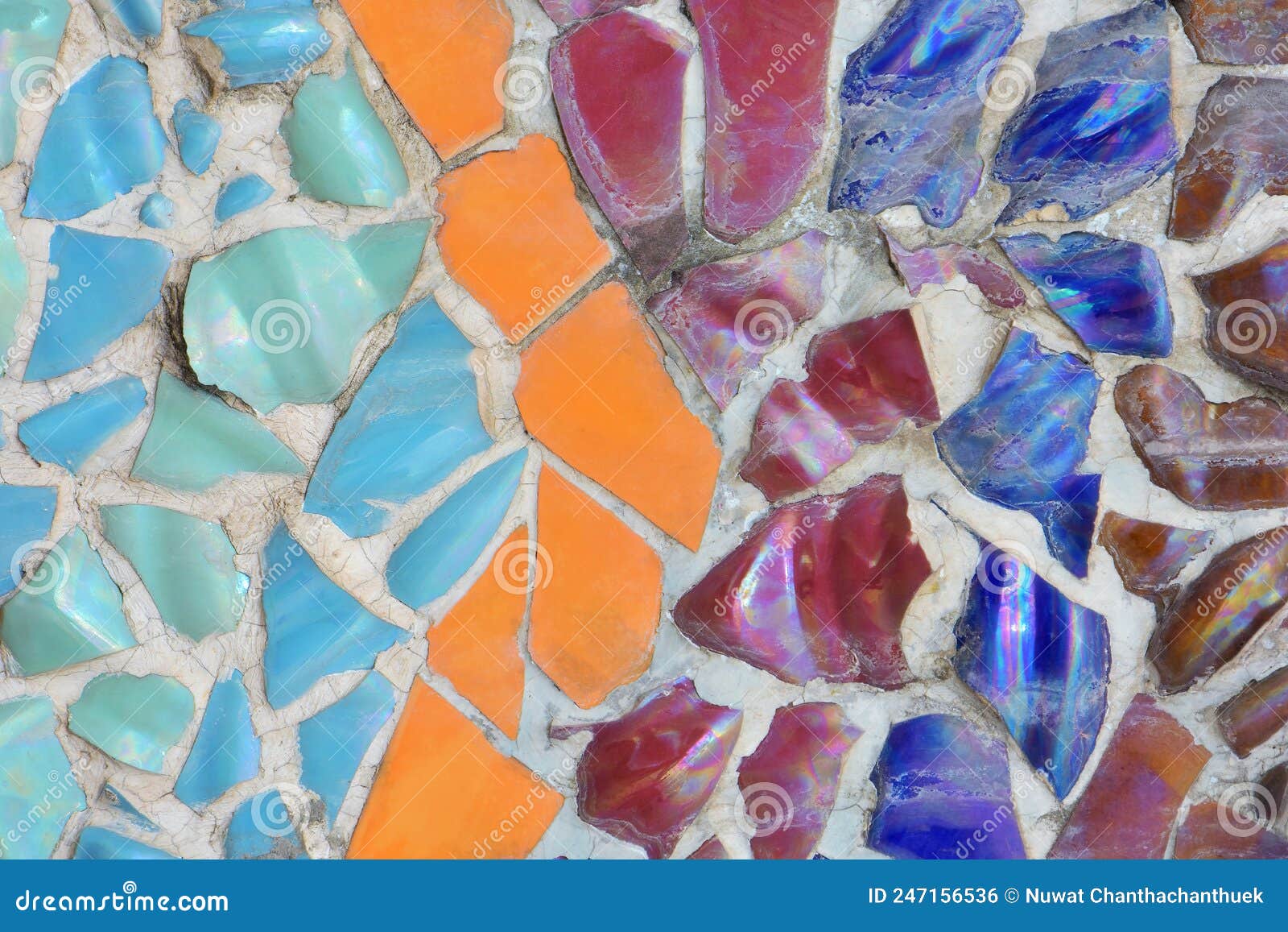 Colorful of Tile-shard Mosaic and Stone Decorating on the Wall for ...