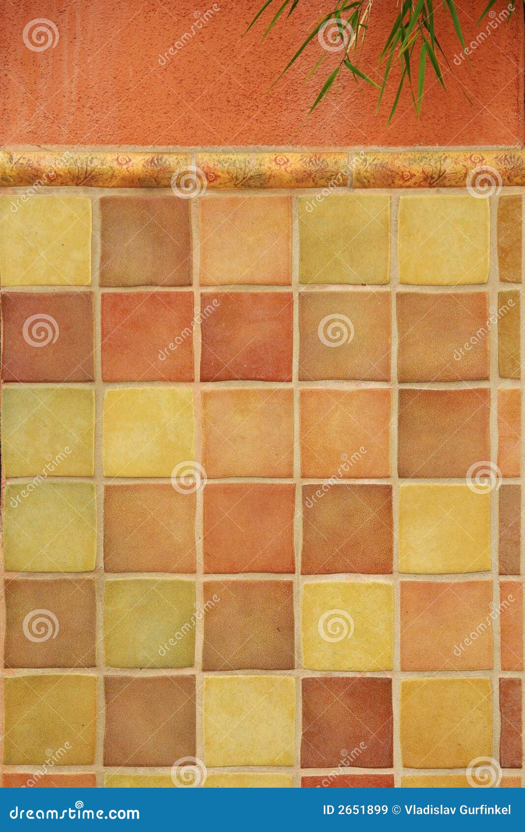Colorful Tiles on Stucco Wall Stock Image - Image of fashioned ...
