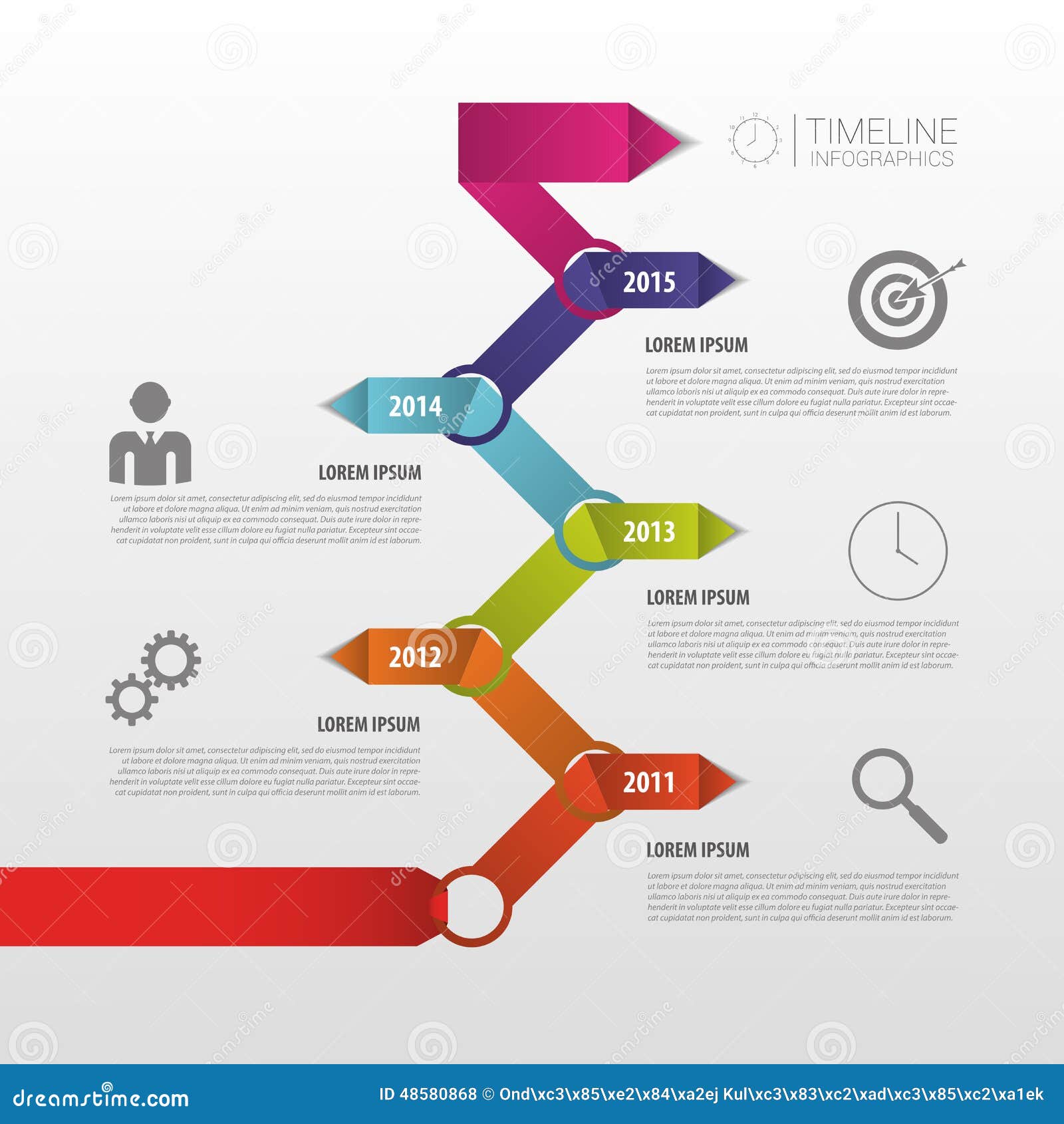 Colorful Timeline Infographic Template With 4 Steps On Gray Background ...