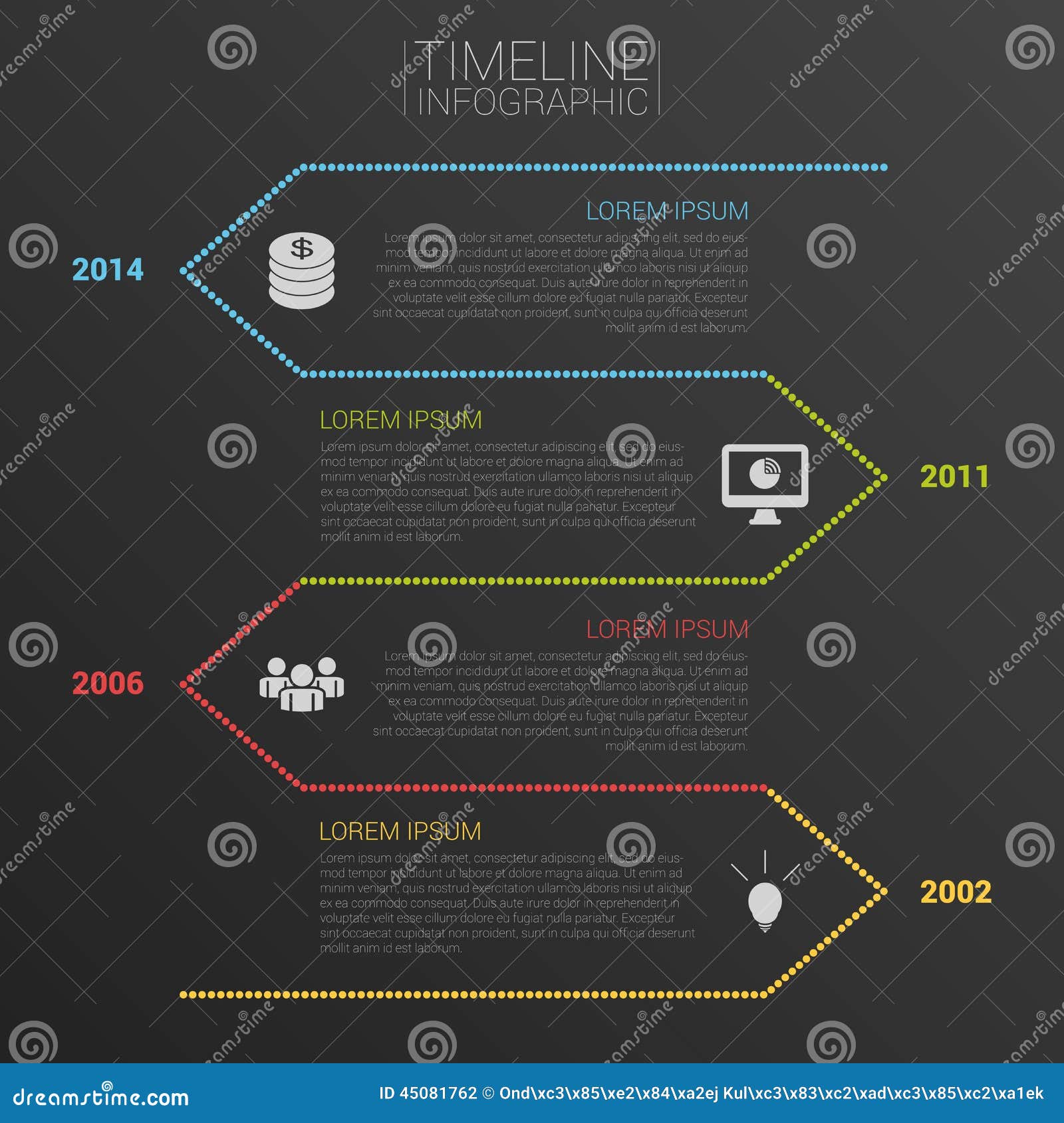 Two Colorful Timeline Upwards Arrow With Infographic Template. Flat ...