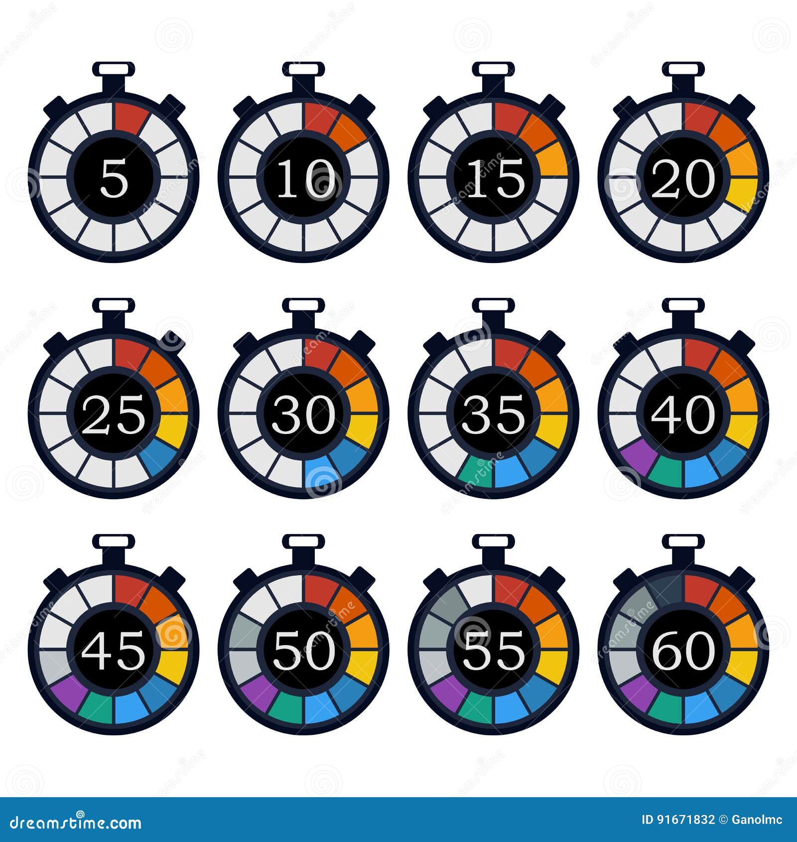 Colorful Timer Icon Set. Vector Illustration Stock Vector ...