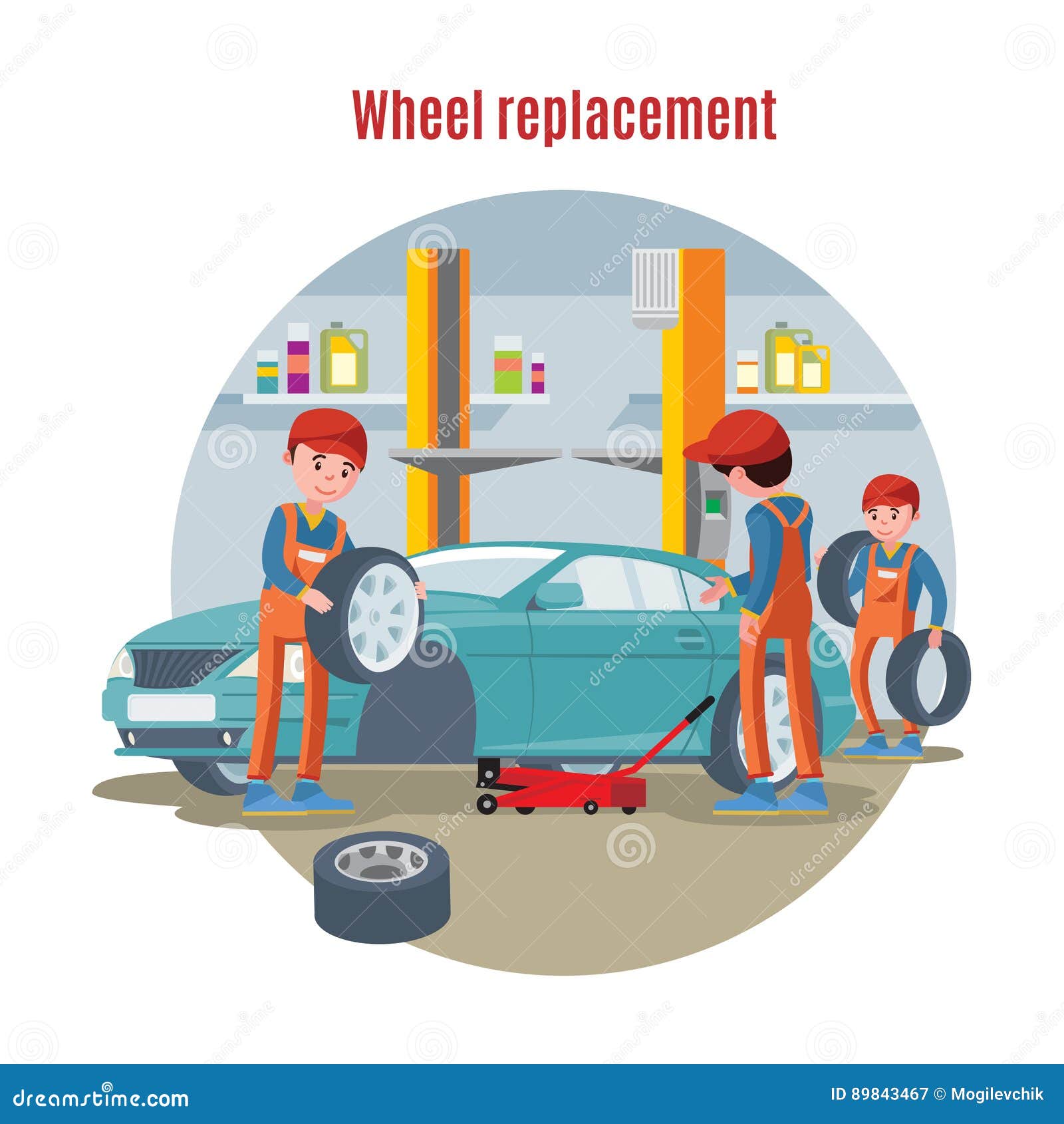 Colorful Tire Service Concept Stock Vector - Illustration of process ...