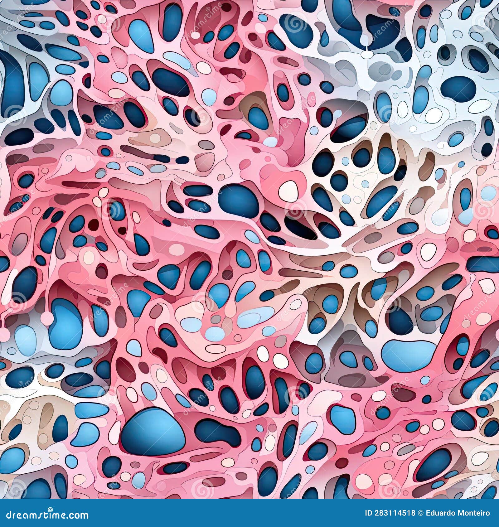 Colorful Tissue Pattern with Blue and Pink Cells Resembling Anatomical ...