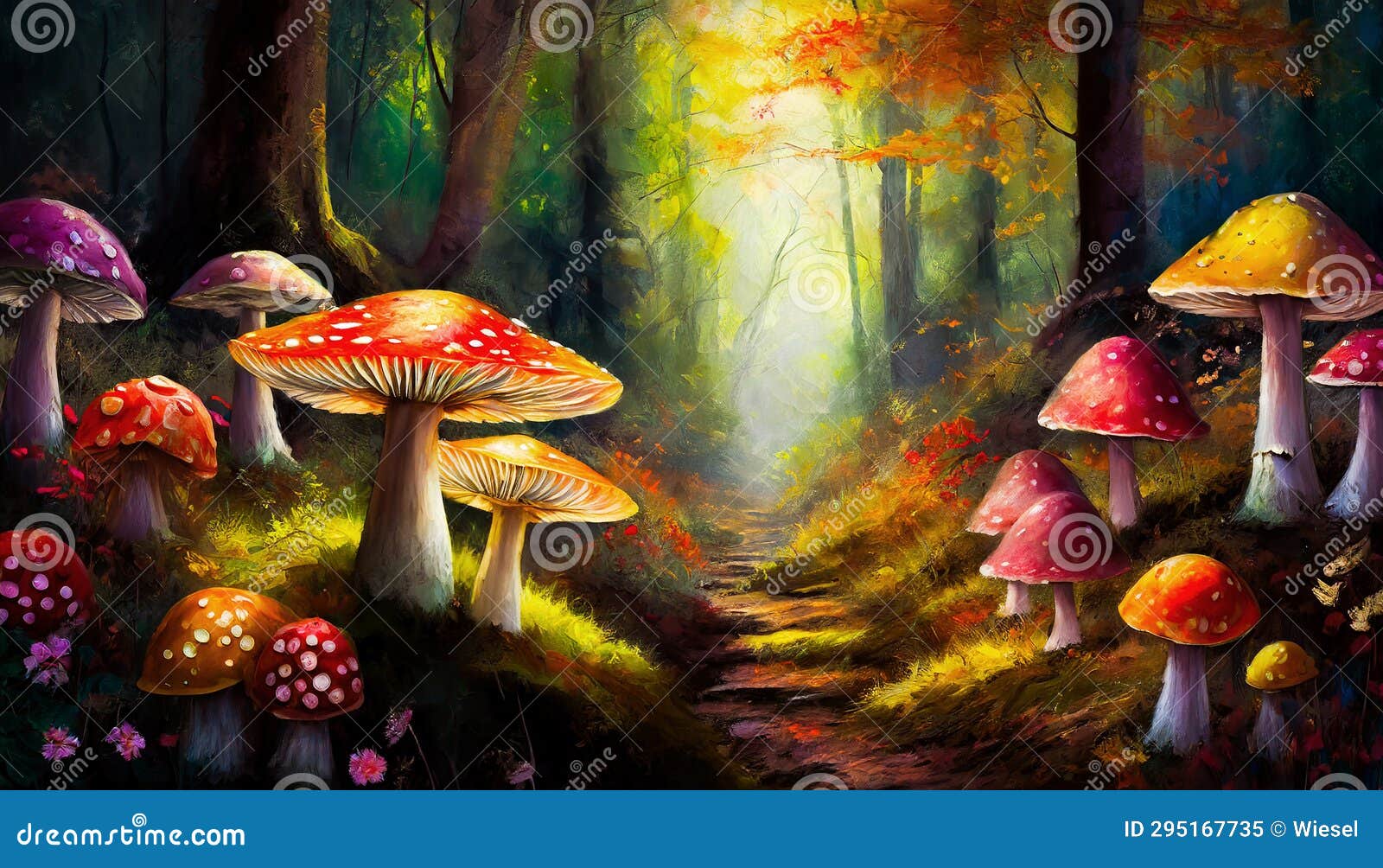 Toadstools in the Fairytale Forest Stock Illustration - Illustration of ...