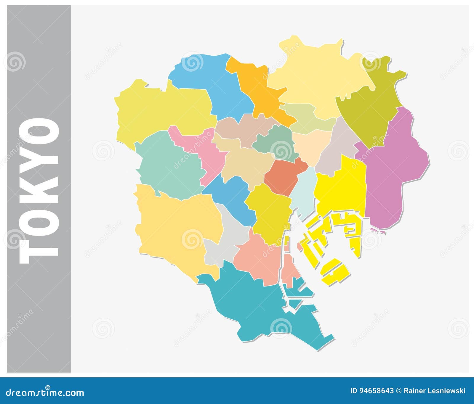Colorful Tokyo Administrative And Political Vector Map | CartoonDealer ...