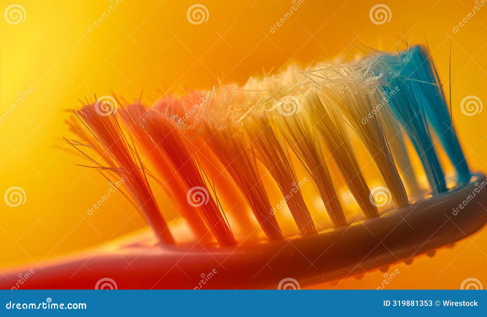 Colorful Toothbrush on a Yellow Surface, AI-generated. Stock Image ...