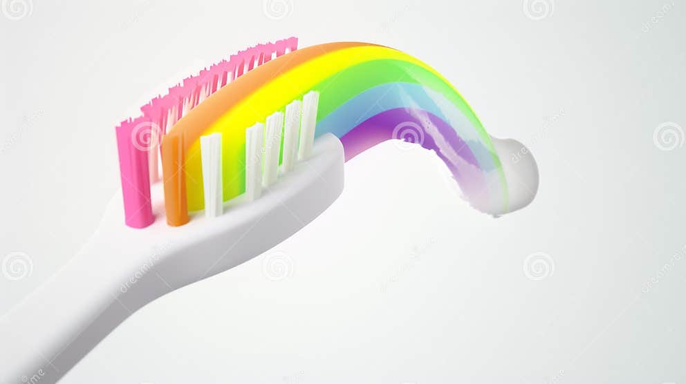 Colorful Toothpaste on Rainbow Brush Stock Image - Image of hygiene ...