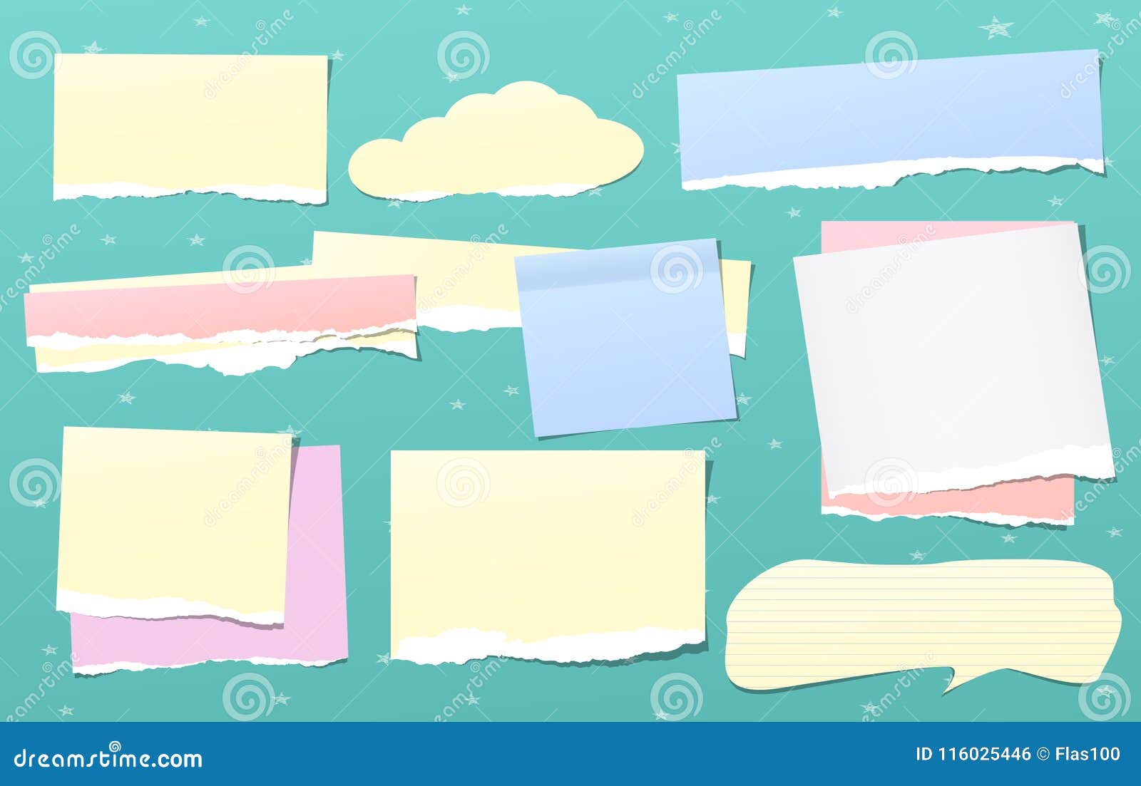 Colorful Torn Note, Notebook Paper Pieces for Text, Speech Bubble Stuck ... Colorful Torn Note, Notebook Paper Pieces for Text, Speech Bubble Stuck ...