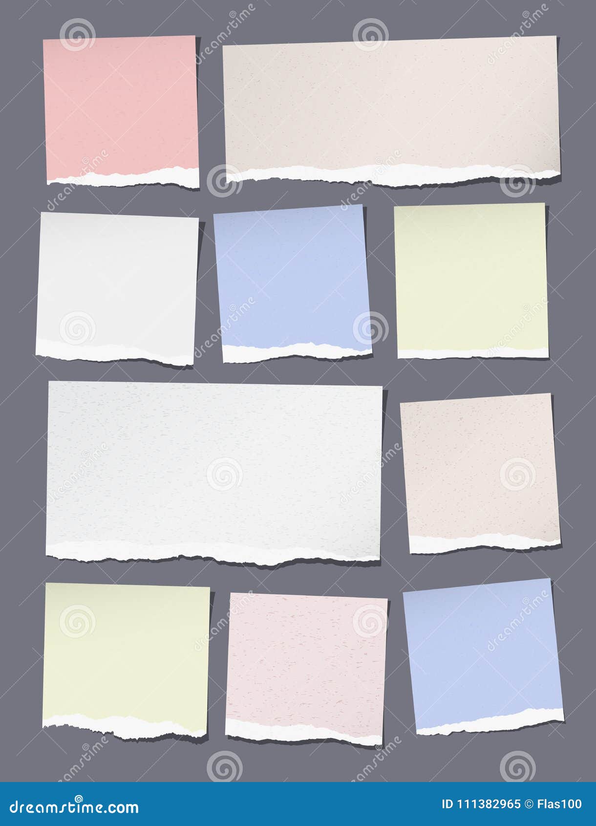 Colorful Torn Note, Notebook Paper Pieces for Text Stuck on Gray ... Colorful Torn Note, Notebook Paper Pieces for Text Stuck on Gray ...