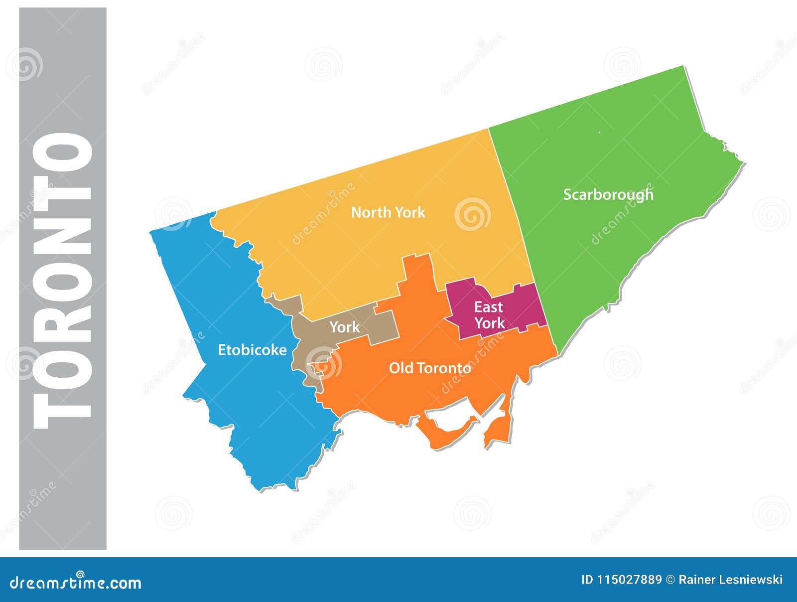Colorful Toronto Administrative and Political Vector Map Stock Vector ...