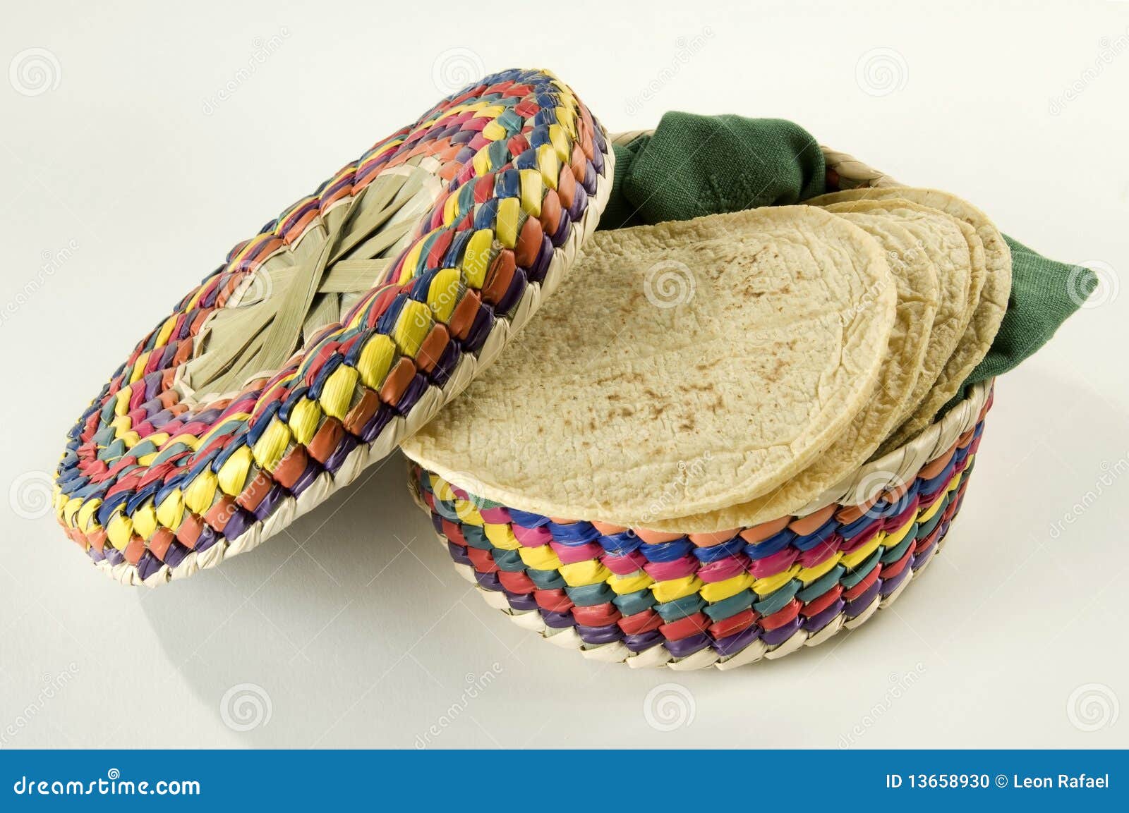 Colorful Tortillas Basket stock photo. Image of isolated - 13658930