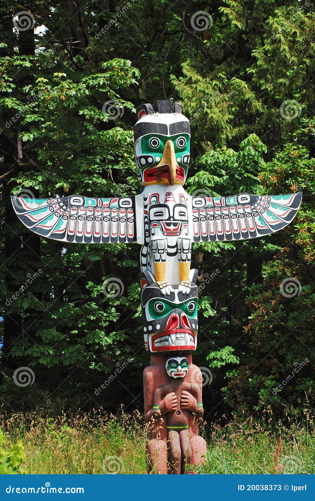 Colorful totem pole stock image. Image of icon, ancient - 20038373