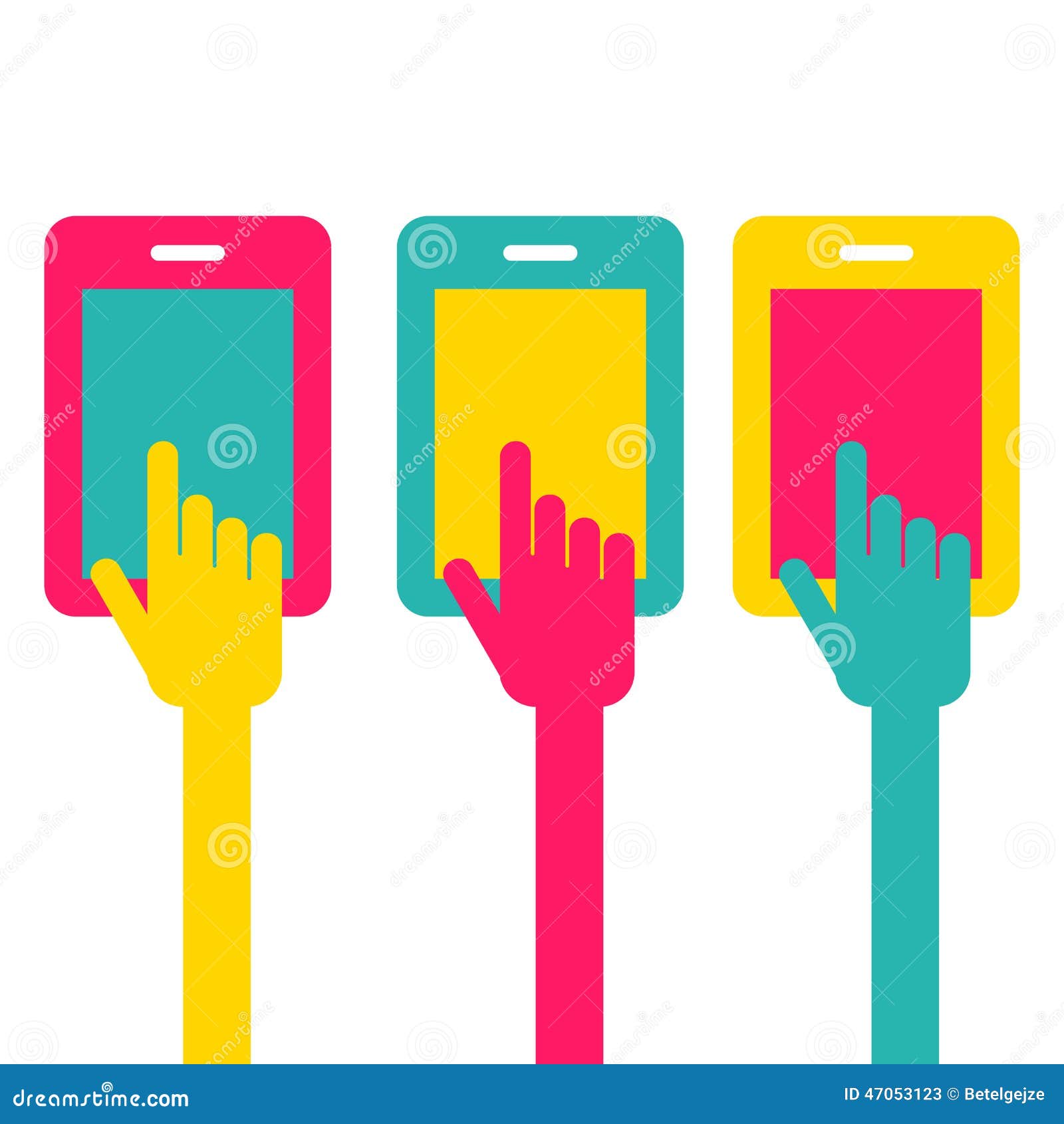 Colorful Touch Screen Smartphone Icon. Hand Pointer Symbol. Vector Flat ...
