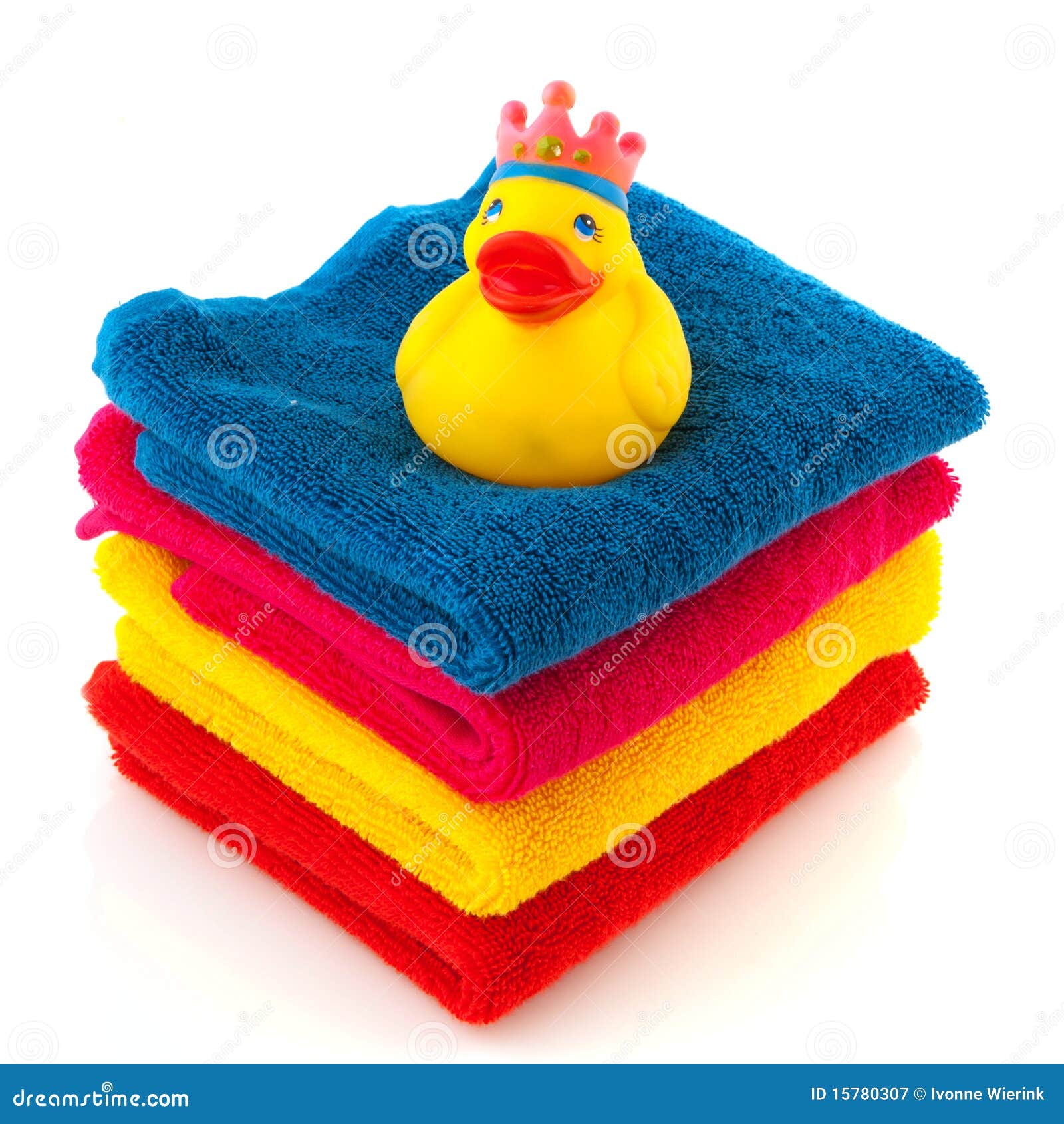 Colorful Towels with Bath Duck Stock Image - Image of hygiene, colorful ...