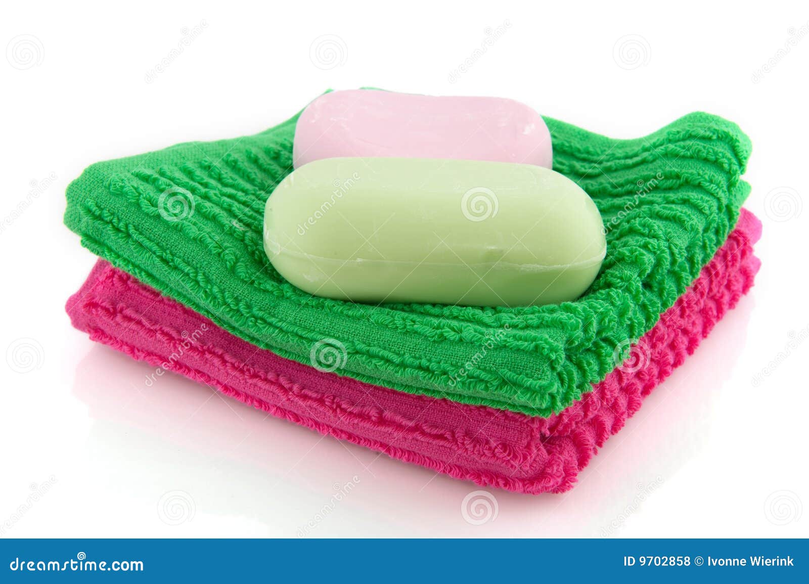 Colorful towels with soap stock photo. Image of isolated - 9702858
