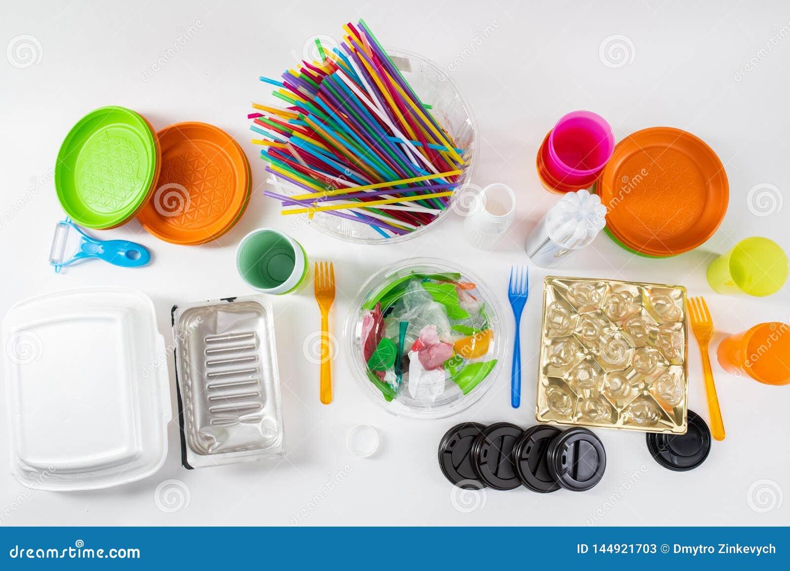 Colorful Toxic Stuff Made of Harmful Plastic Standing on White Surface ...