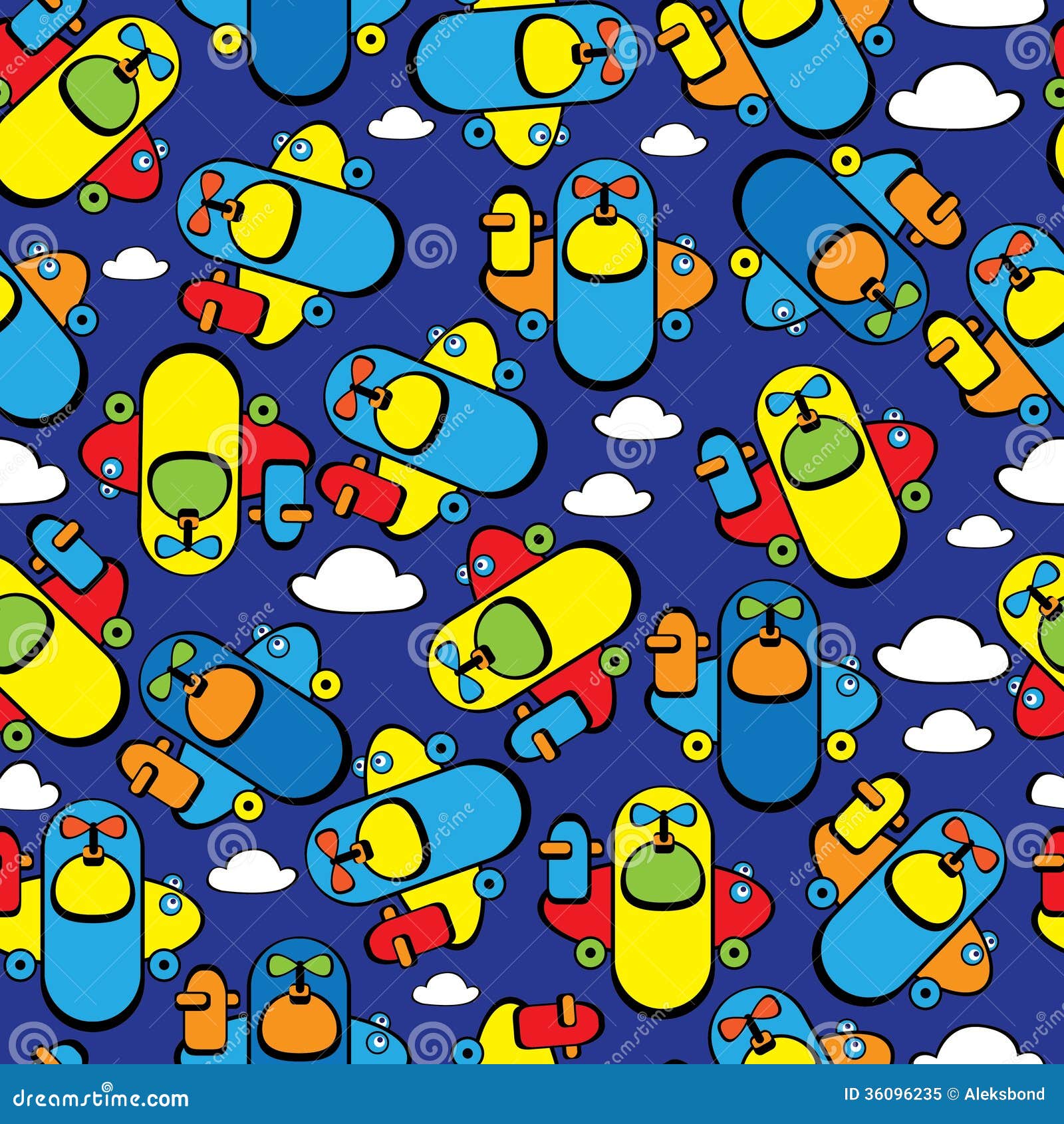 Colorful Toy Airplane Seamless Pattern Stock Vector - Illustration of ...