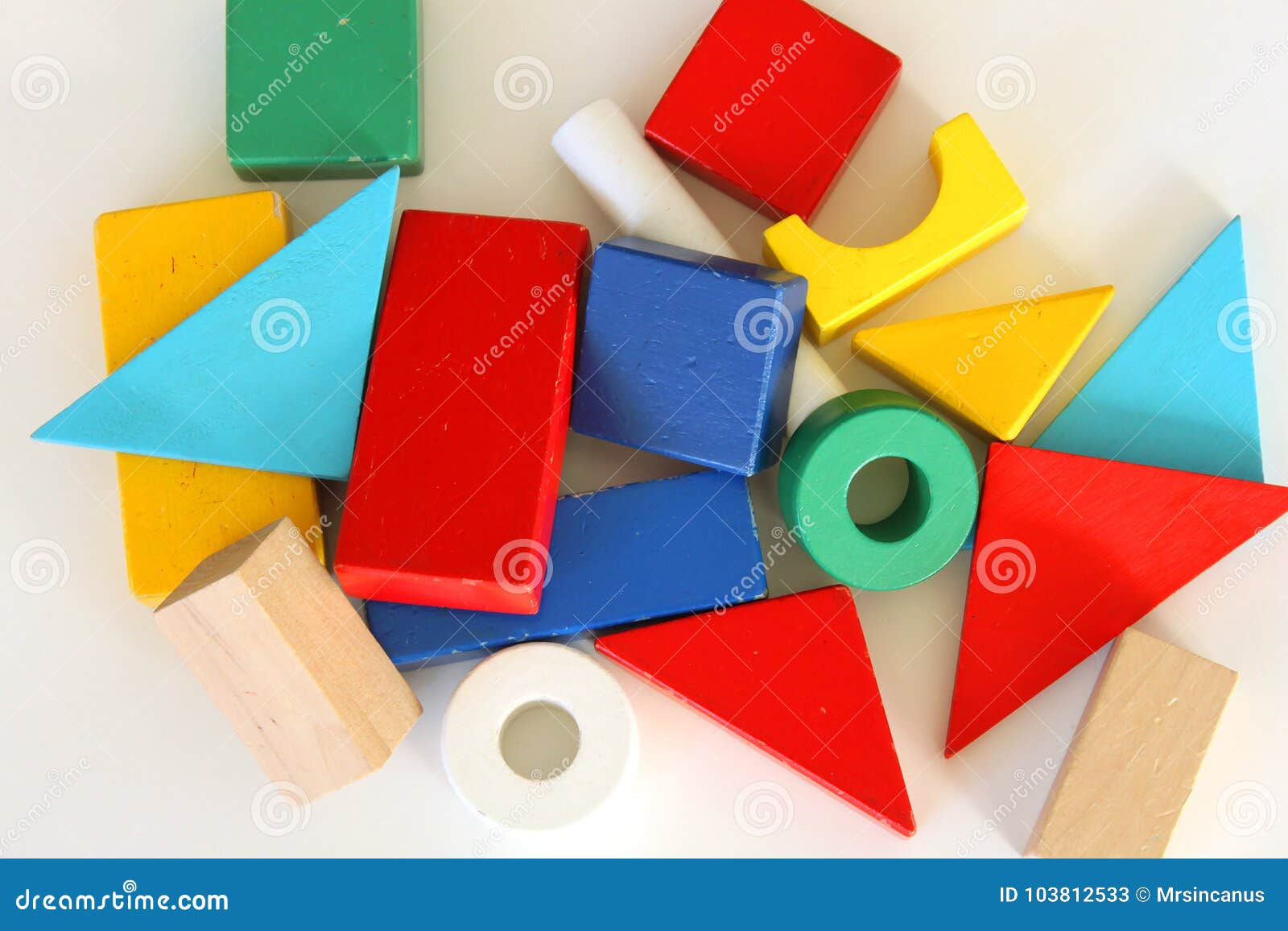 Colorful Toy Blocks Flat Lay on White Background Stock Image - Image of ...