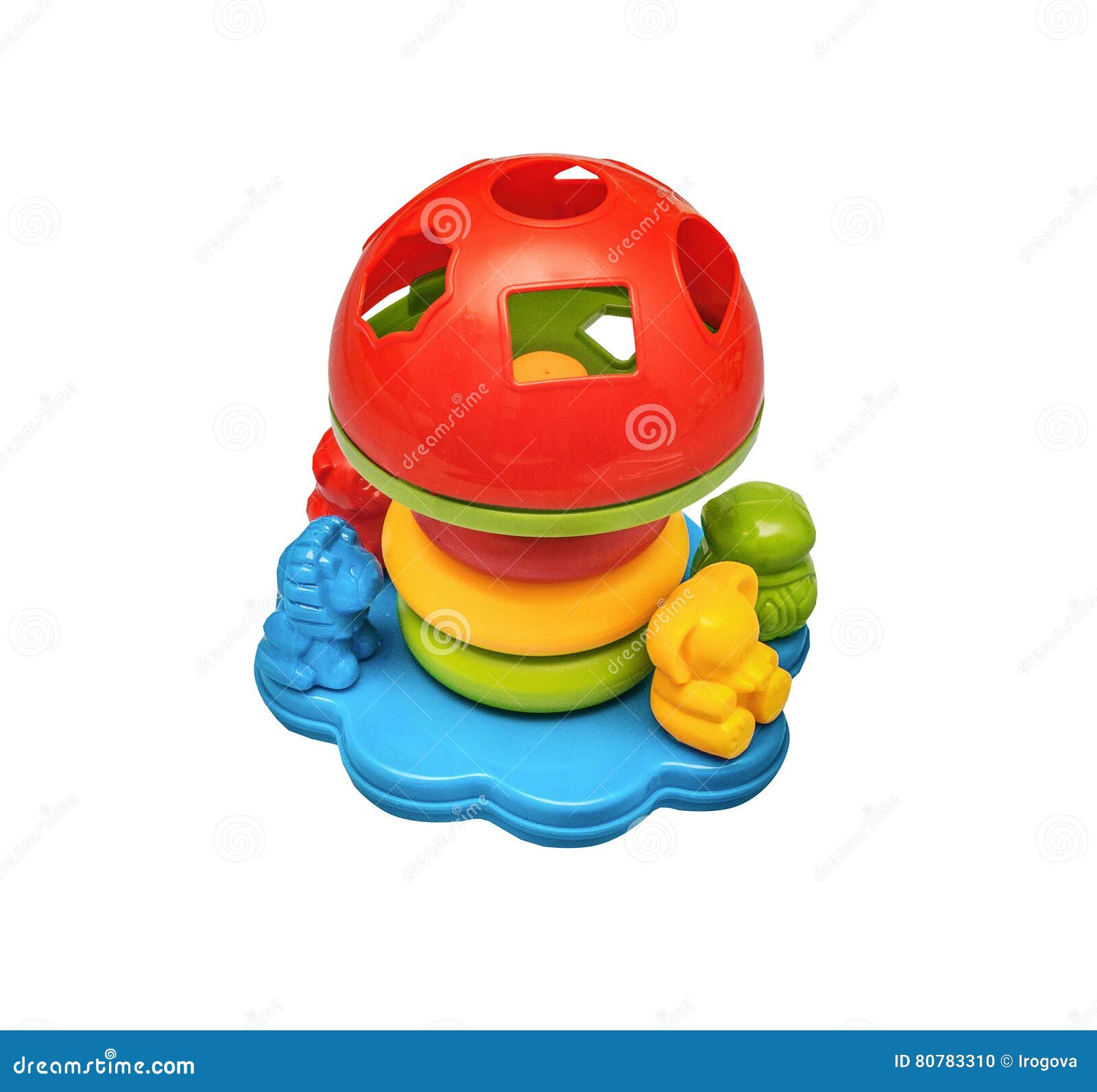 Colorful Toy Puzzle Sorter with Cutouts for Objects of Different Shapes ...