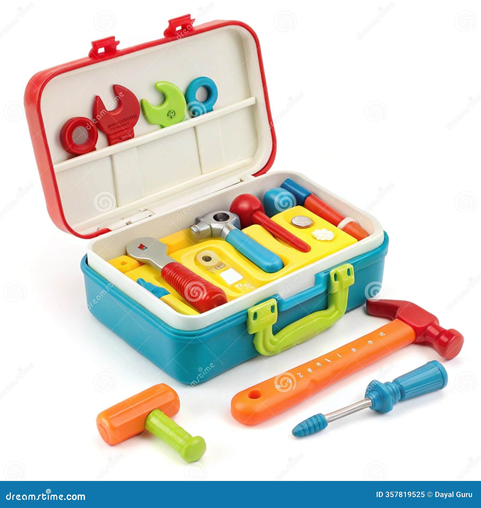 Colorful Toy Toolbox with Tools on Transparent Background Stock ...