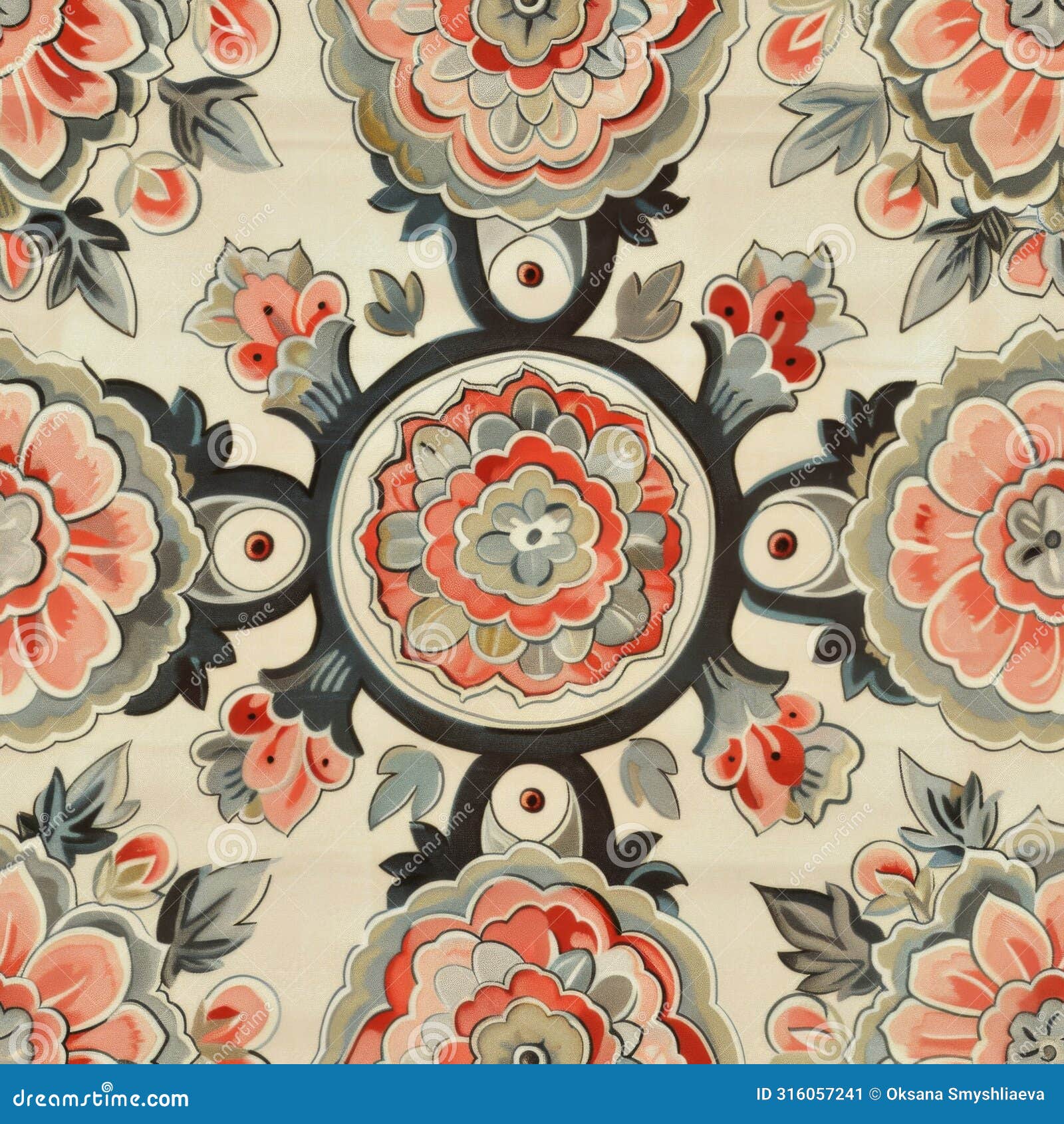 Colorful Traditional Floral Ceramic Tile Design Stock Image - Image of ...