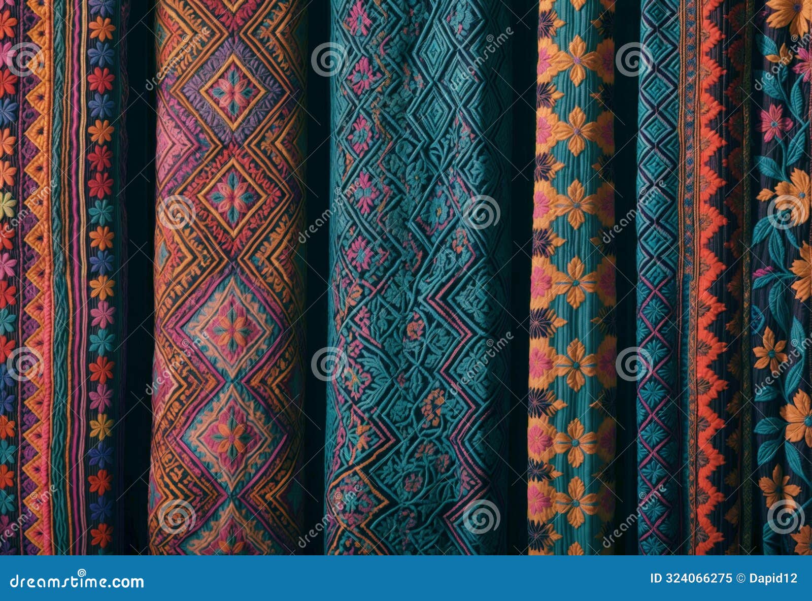Colorful Traditional Hispanic Ethnic Fabric on Display in a Store Stock ...