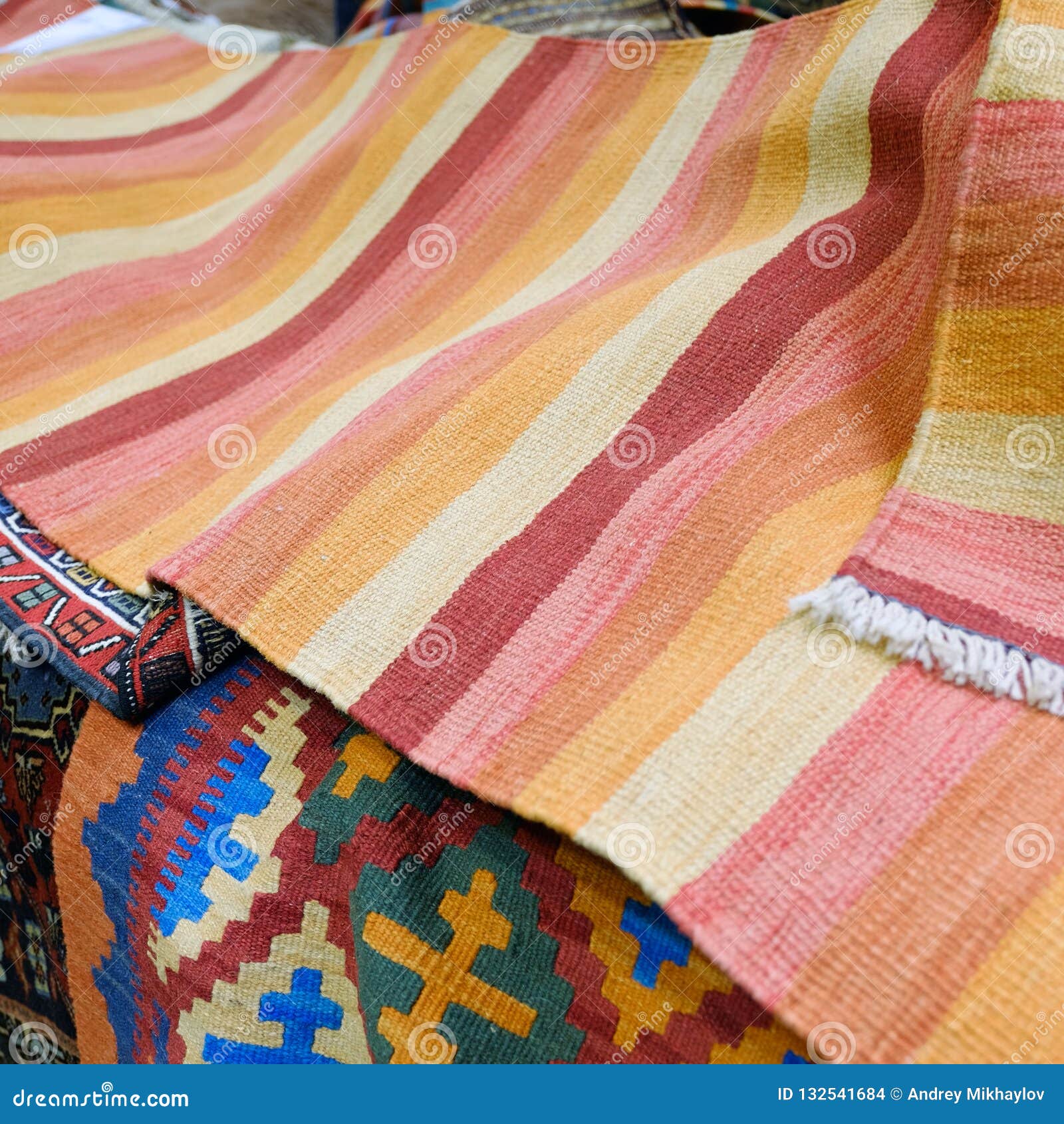 Colorful Traditional Peruvian Style, Close-up Rug Surface Stock Photo ...