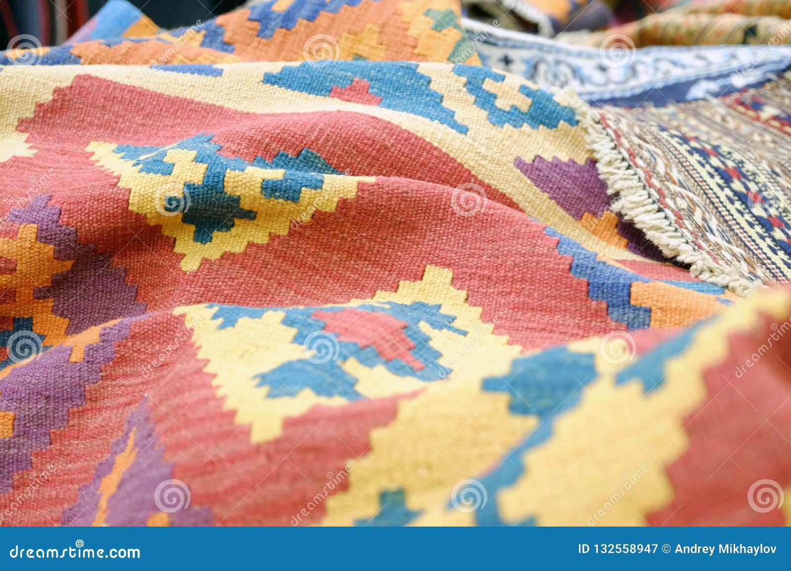 Colorful Traditional Peruvian Style, Close-up Rug Surface Stock Image ...