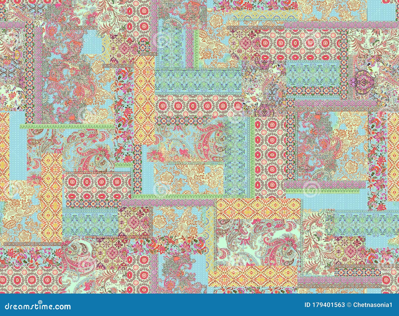Colorful Traditional Silk Design Pattern Background Stock Illustration ...