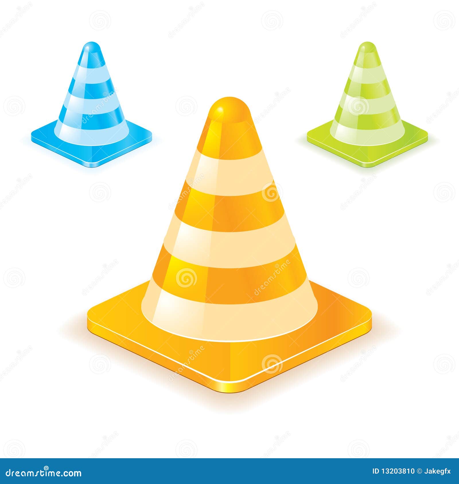 Colorful traffic cones stock vector. Illustration of orange - 13203810
