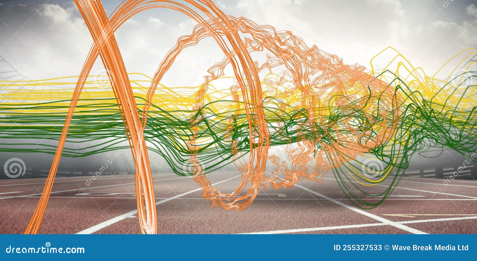 Colorful Trails Over Running Tracks Stock Illustration - Illustration ...