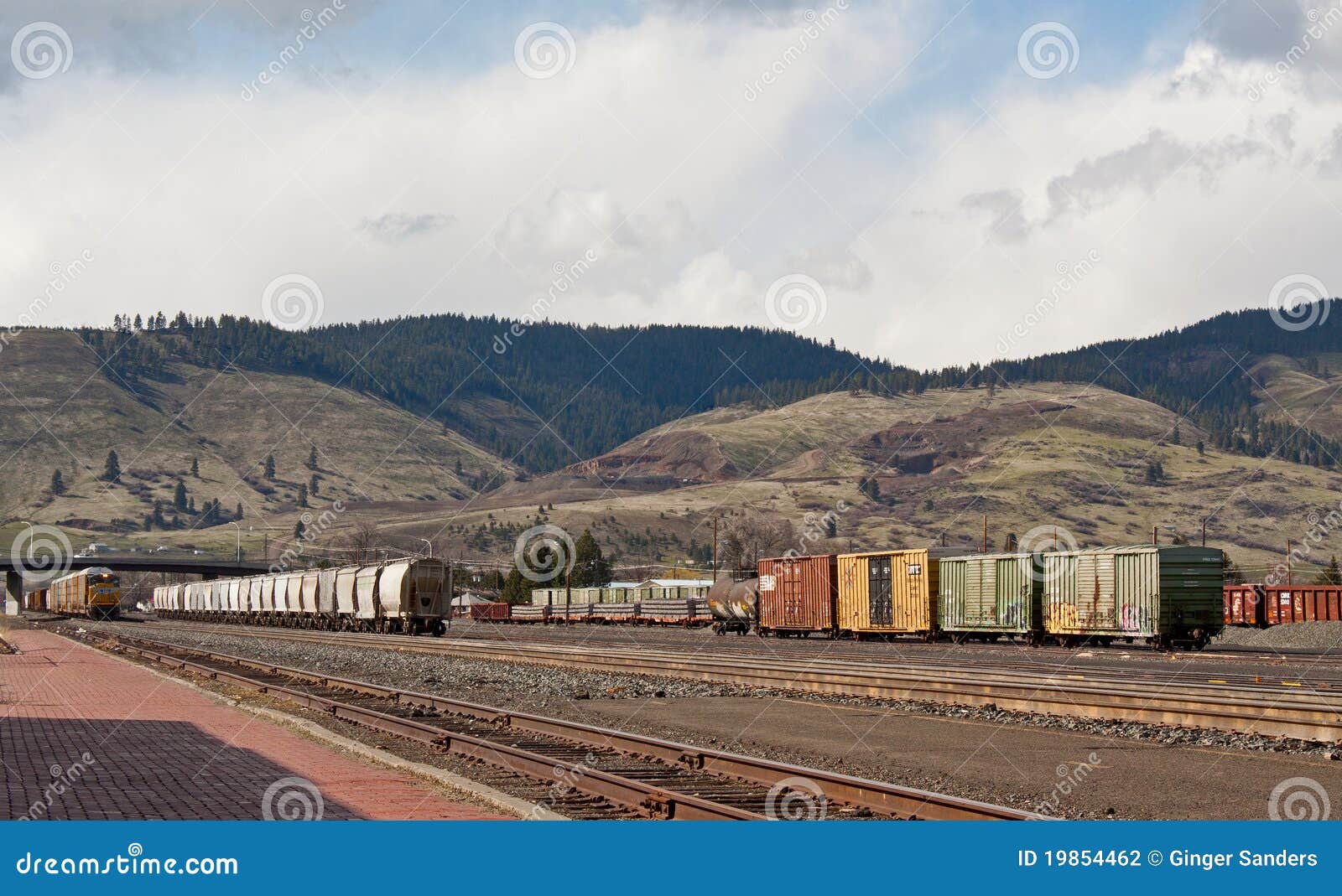 Colorful Trains Waiting in a Train Yard Stock Photo - Image of ...