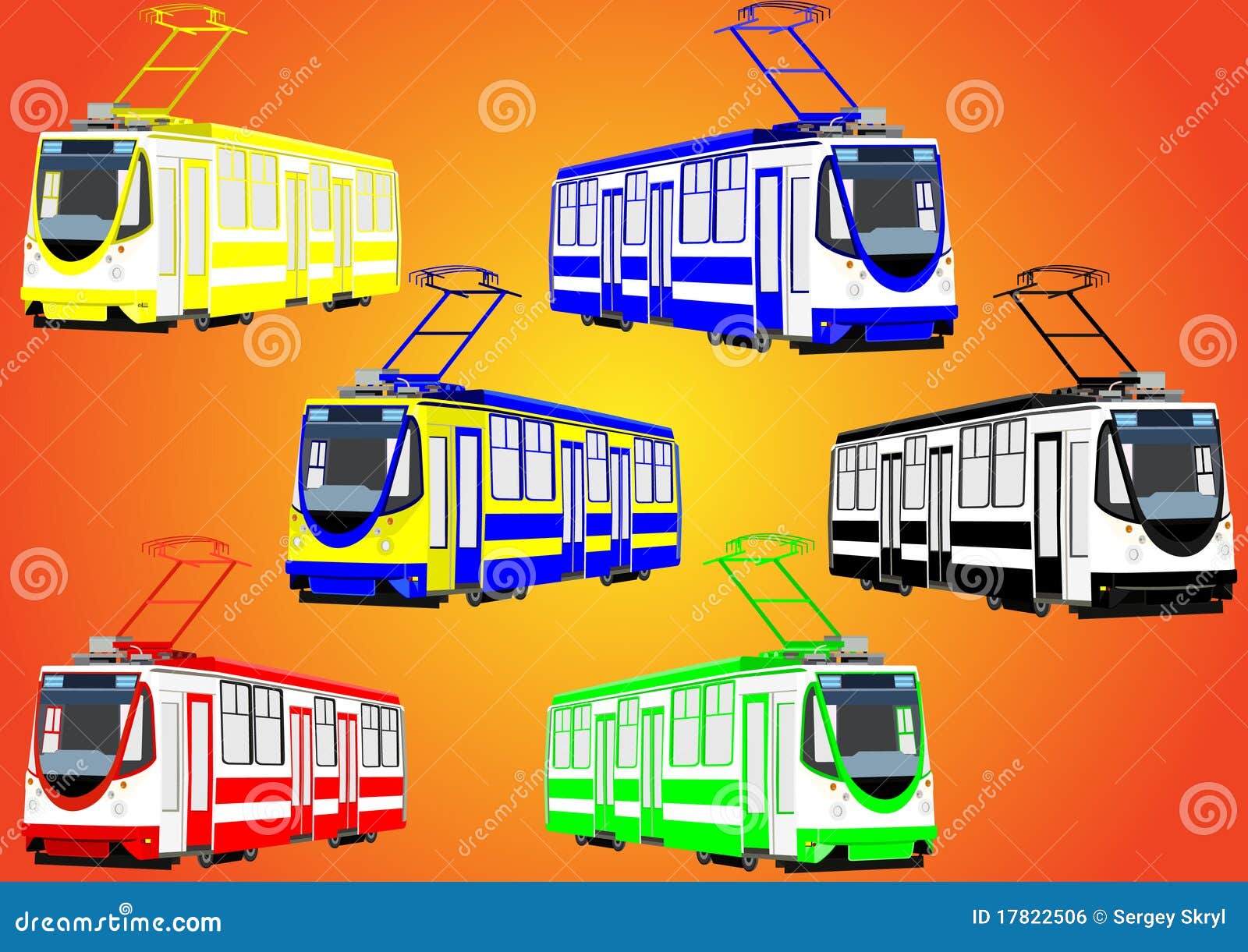 Colorful trams stock vector. Illustration of friendly - 17822506