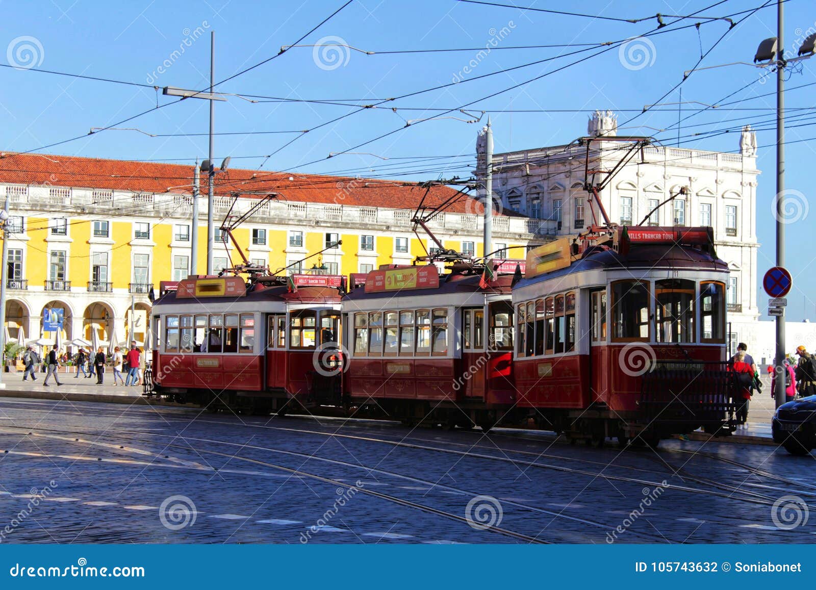 Colorful Trams through the Streets of Lisbon in Autumn Editorial ...
