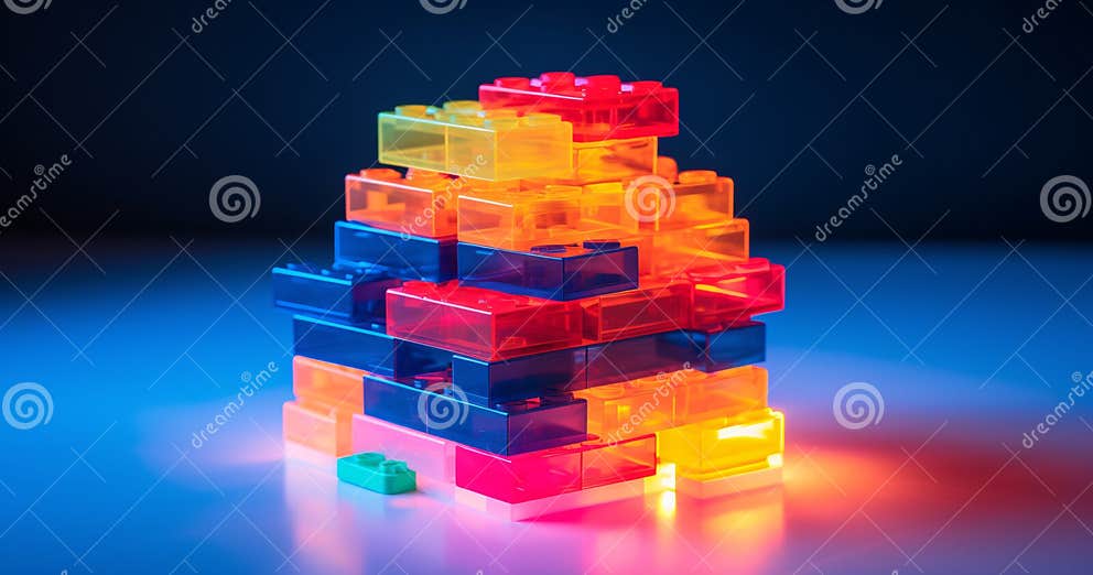 Colorful Translucent Building Blocks Stacked Artistically on a ...